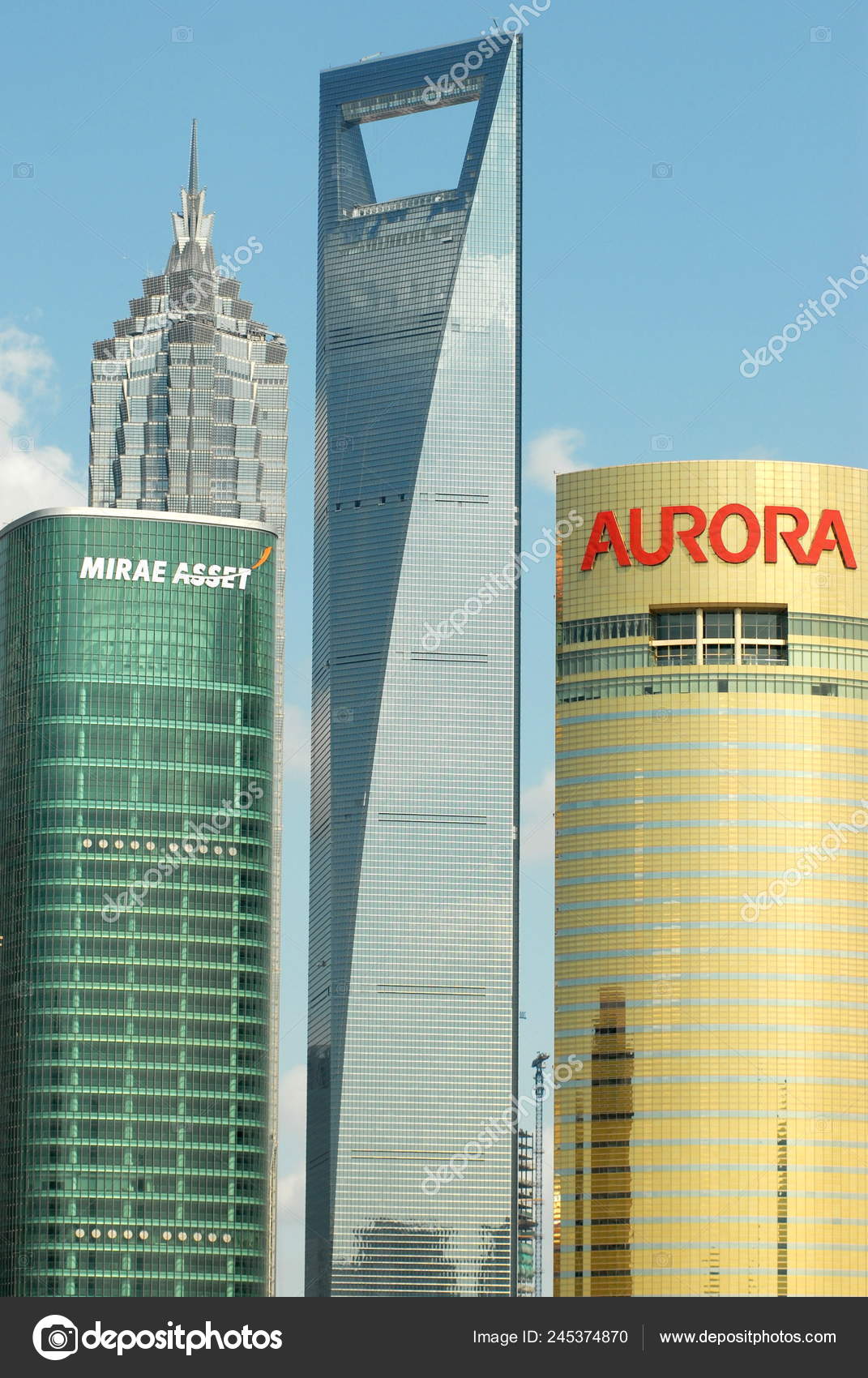 Left View Mirae Asset Tower Jinmao Tower Shanghai World Financial ...
