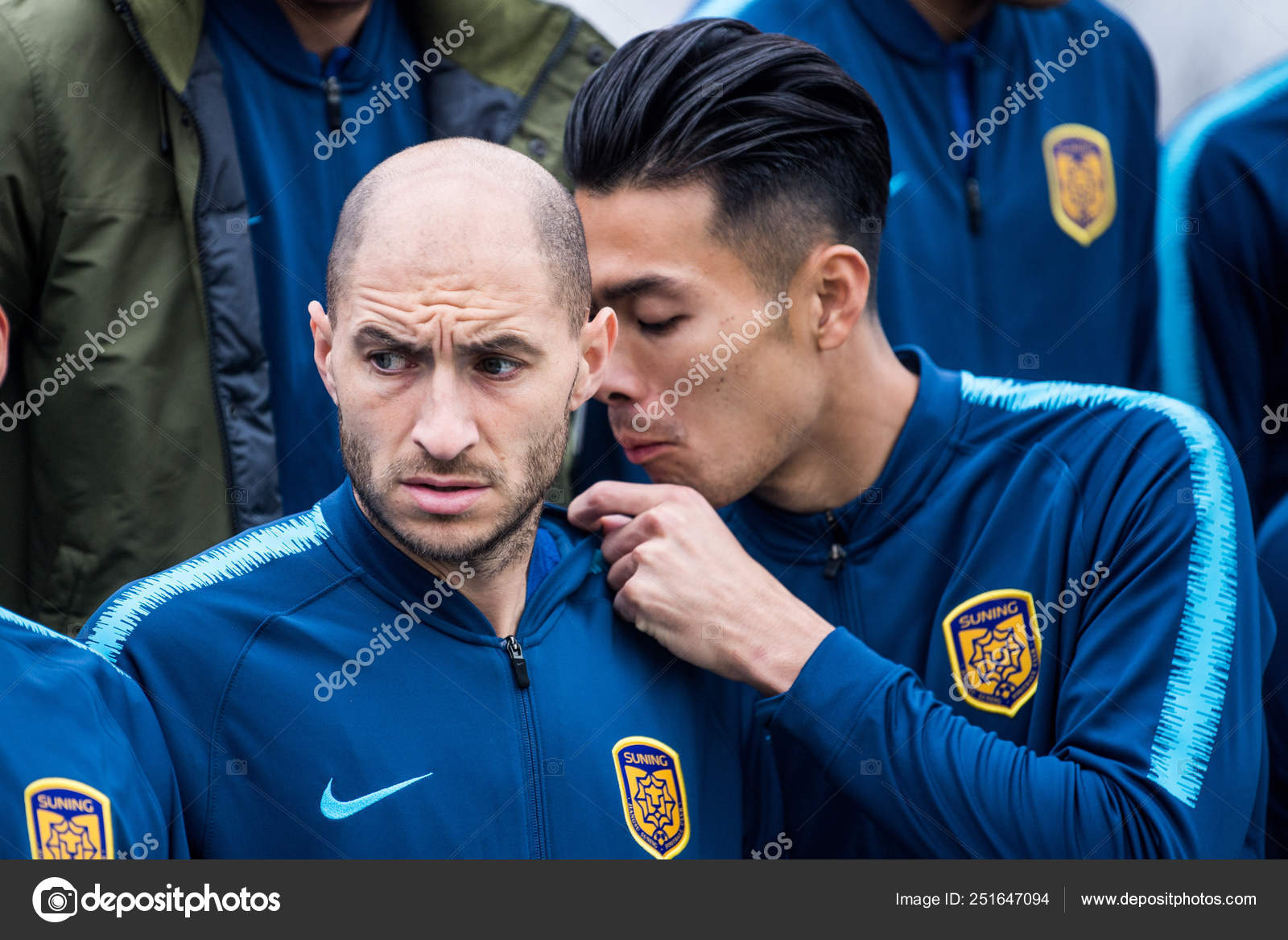 Players Jiangsu Suning Pose Group Shots Filming Session Official ...