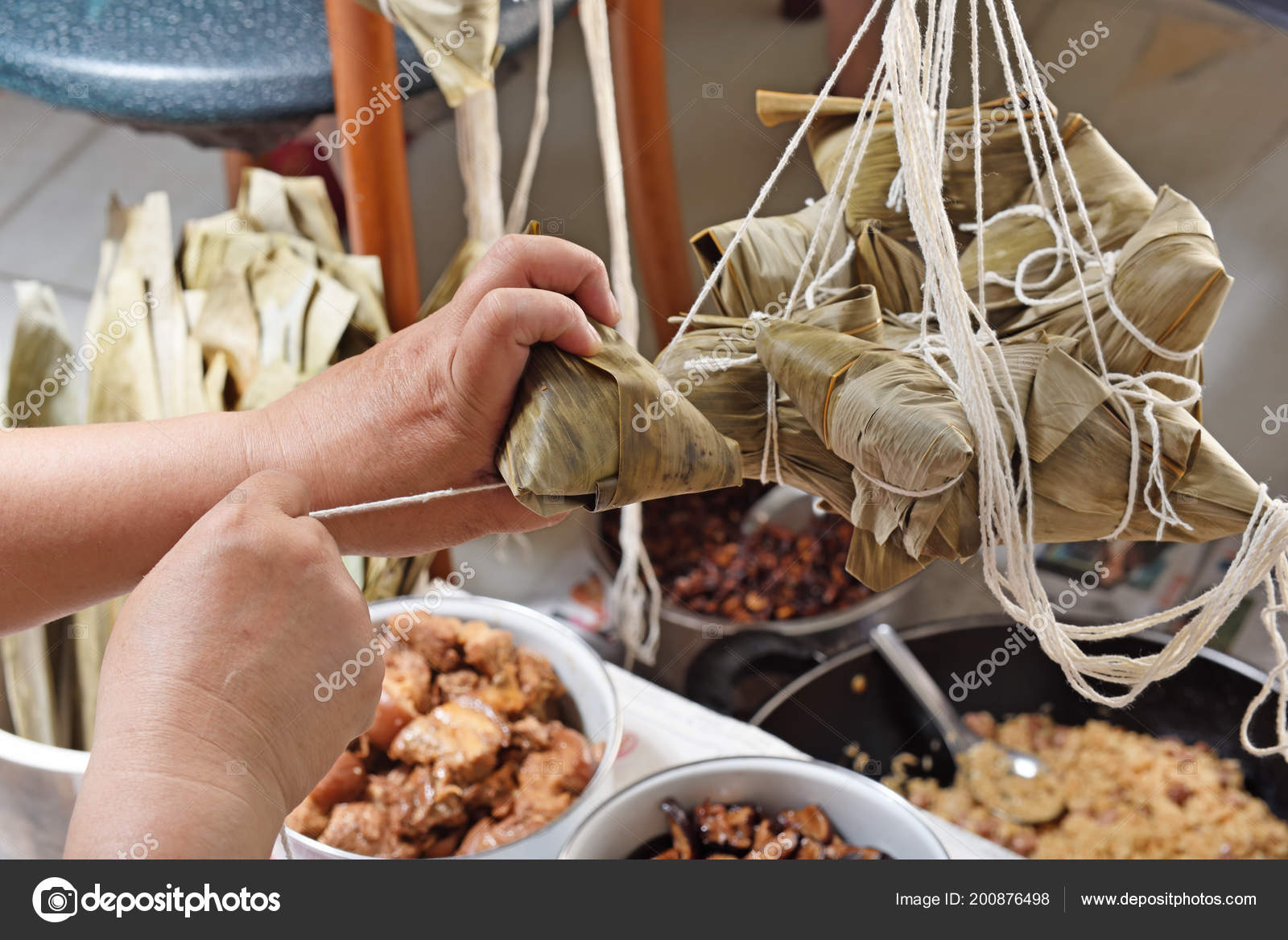 Procedure Step Making Rice Dumpling Dragon Boat Festival Stock Photo by ...