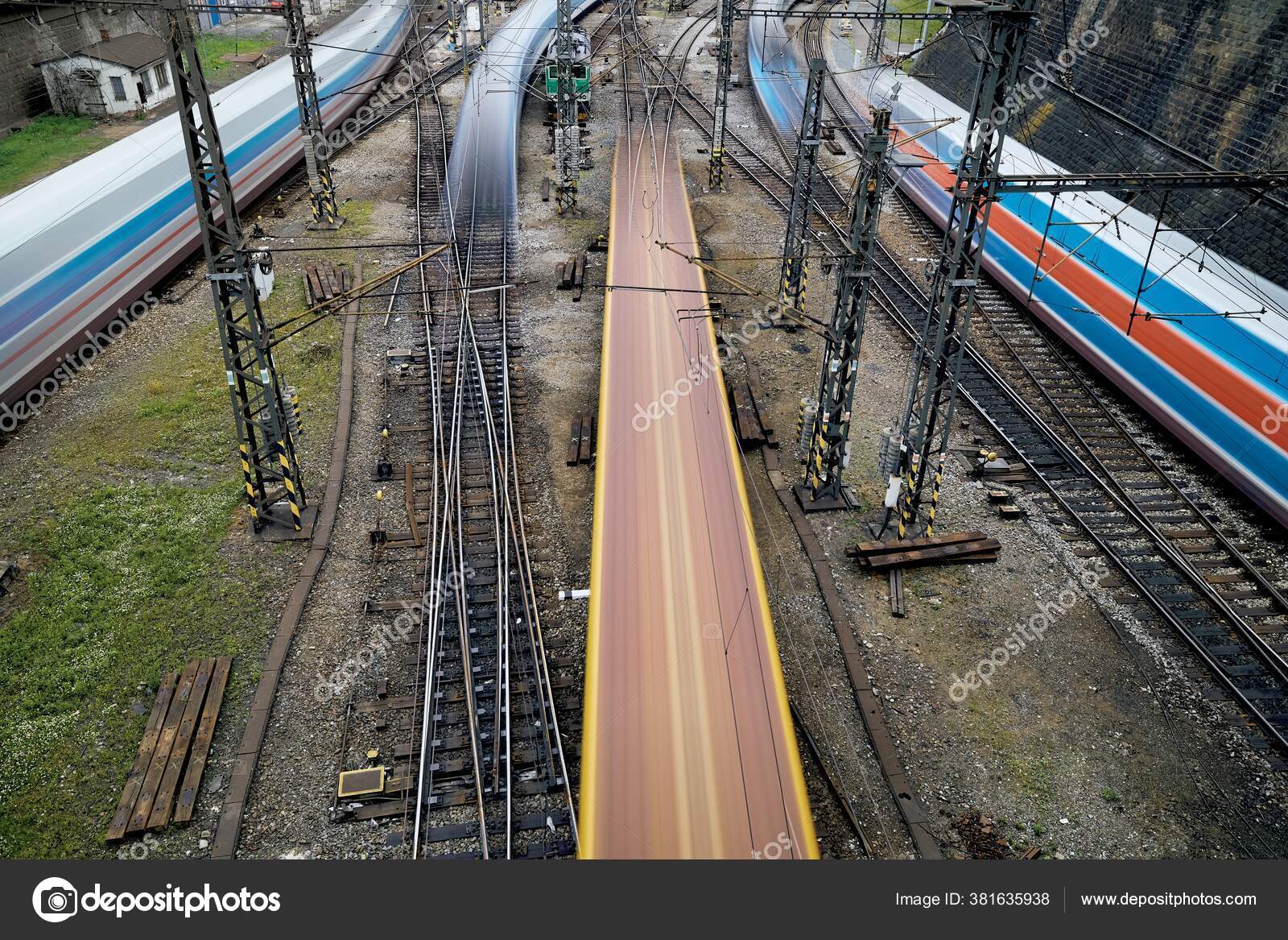 Blurred Motion Trains Busy Railroad Station Themes Rail Transportation ...