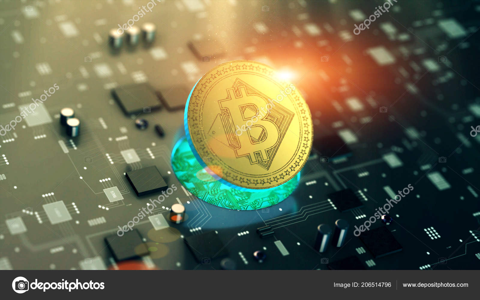 Digital Cryptocurrency Bitcoin Symbol Circuit Board — Stock Photo ...
