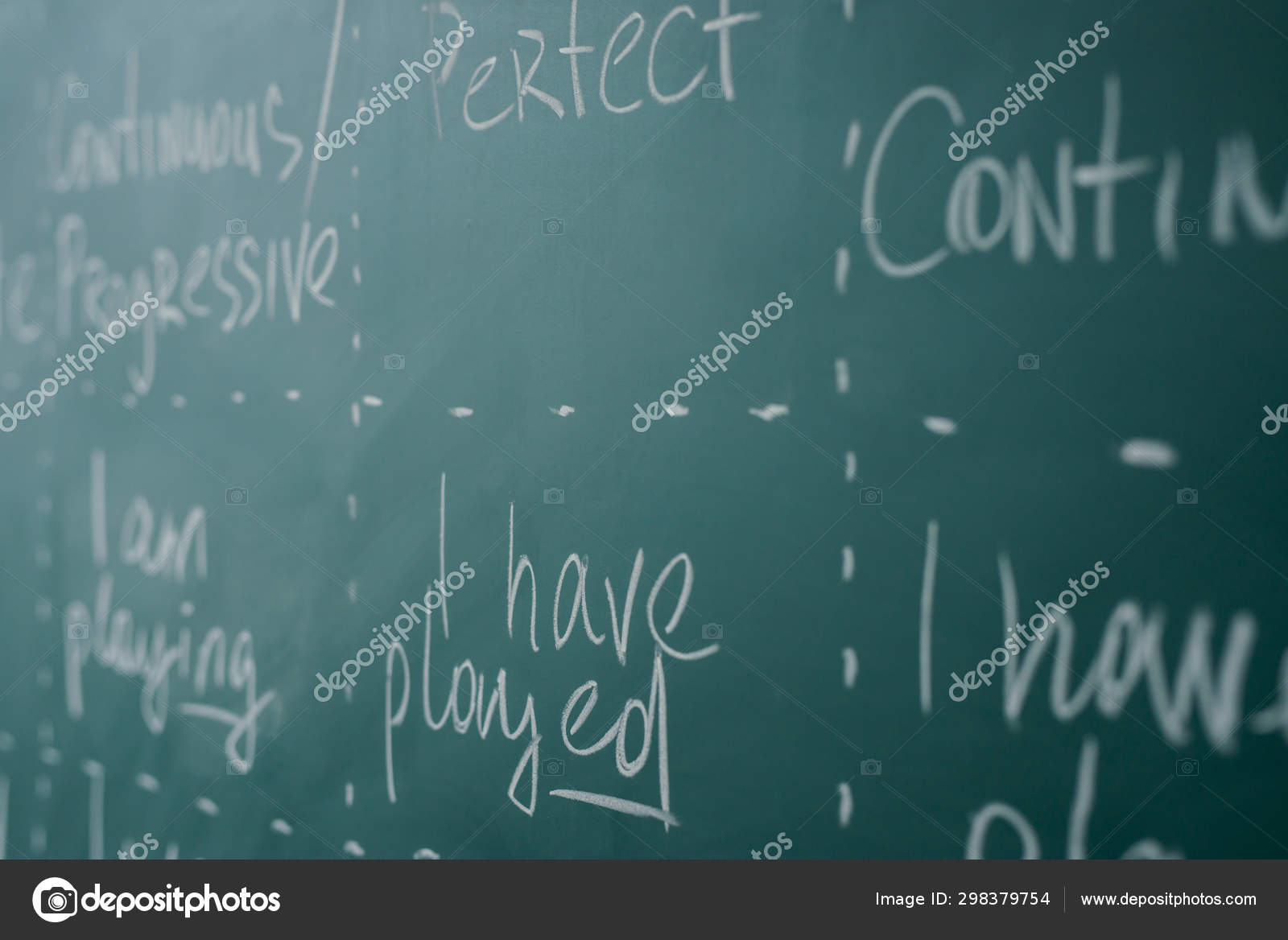 Learn english grammar. Chalkboard, school, class, lesson. — Stock Photo ...