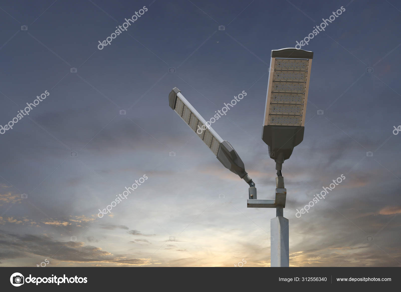Energy saving of Solar LED light pole on sky background. Stock Photo by ...