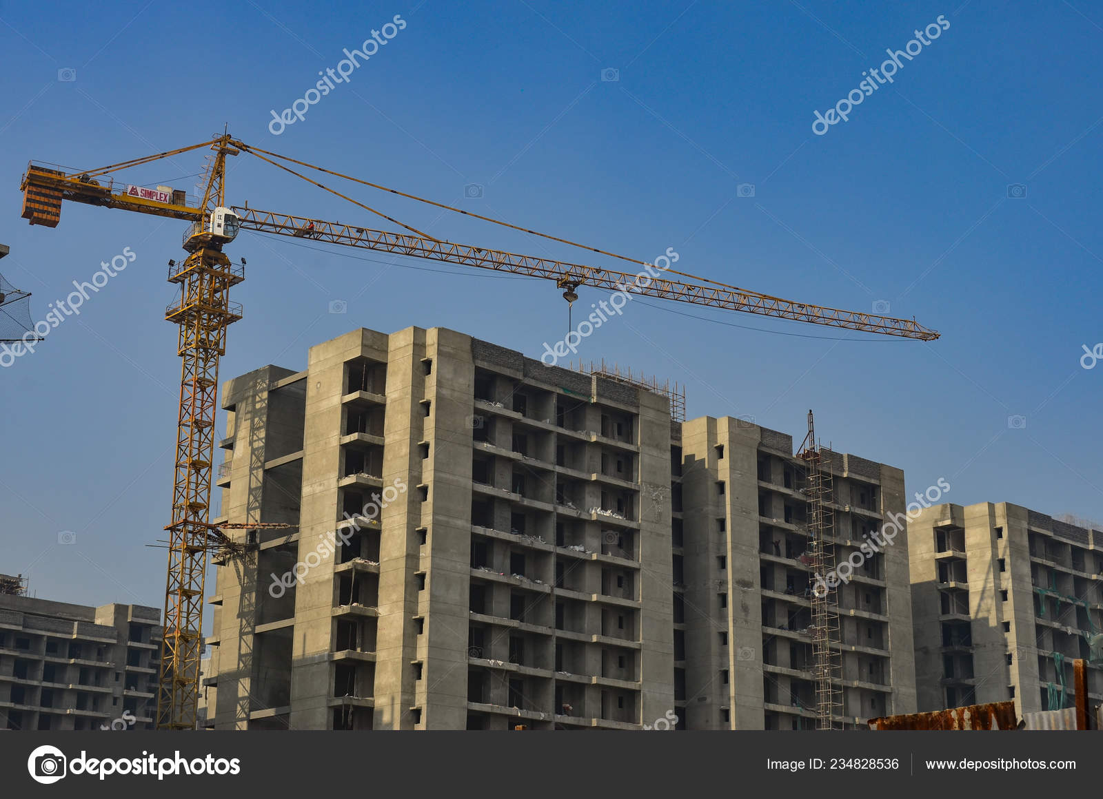 Crane Working Construction High Rise Building Skyline Gurgaon Noida ...