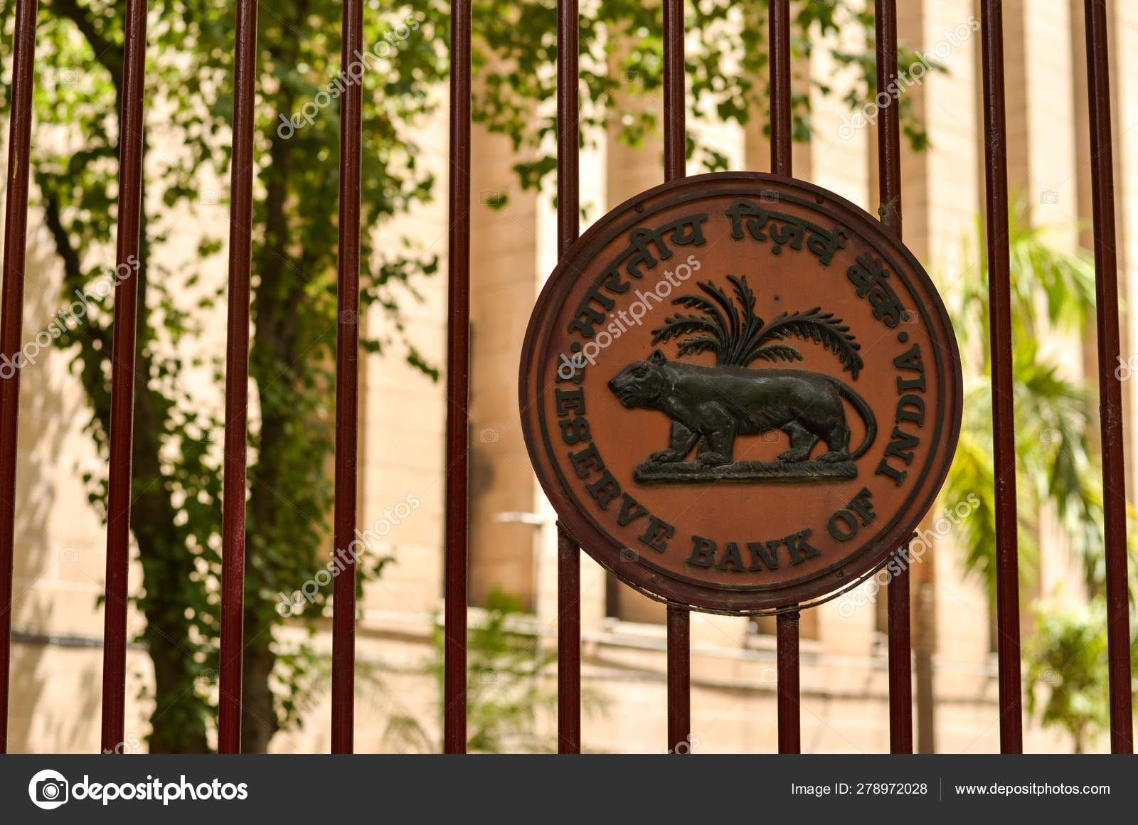Rbi Logo Closed Iron Gate Reserve Bank India Rbi Building — Stock ...