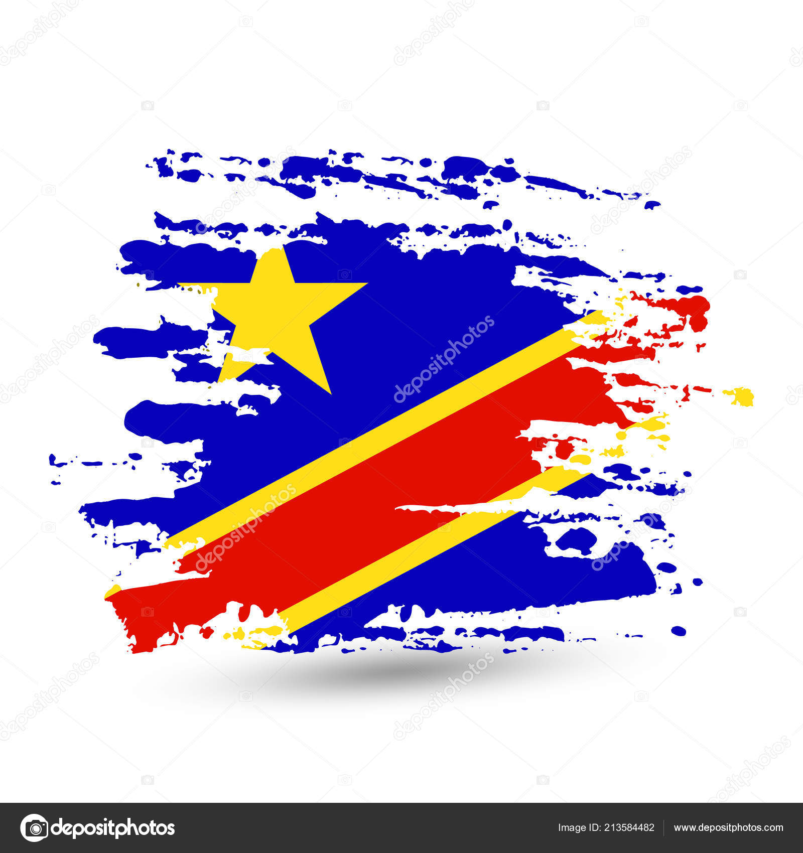 Grunge Brush Stroke Democratic Republic Congo National Flag Style