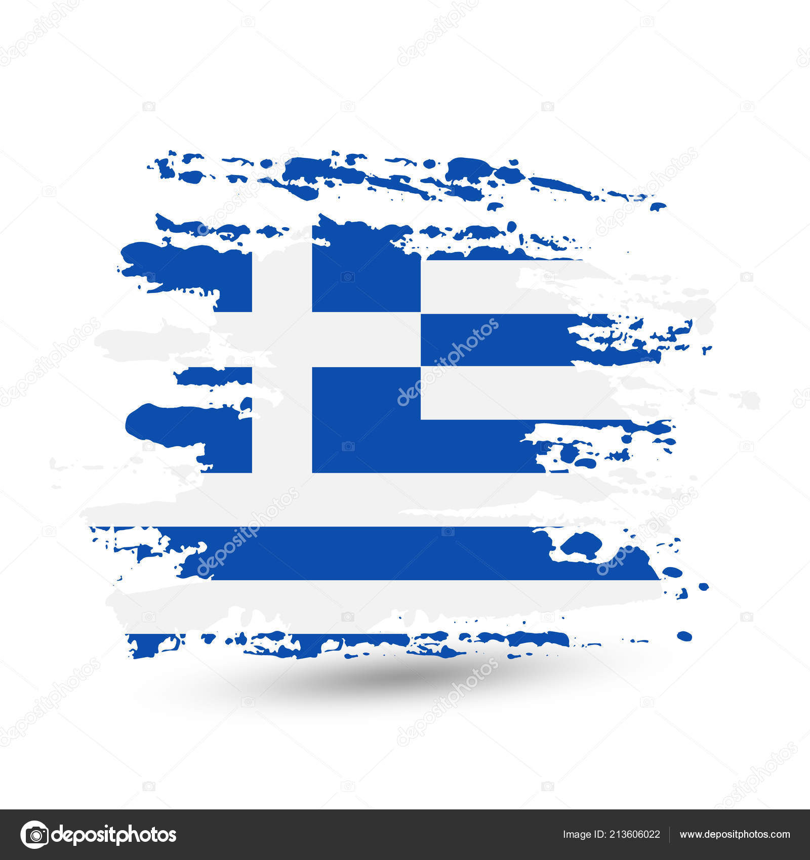 Grunge Brush Stroke Greece National Flag Style Watercolor Drawing ...