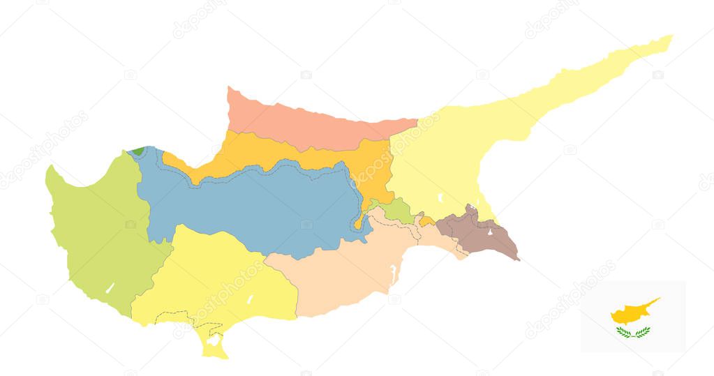 Cyprus Political Map isolated on white. No text. Detail administrative ...