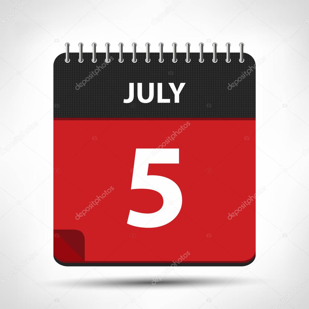 5 de julio - Icono del calendario - Plantilla de diseño del calendario 2023