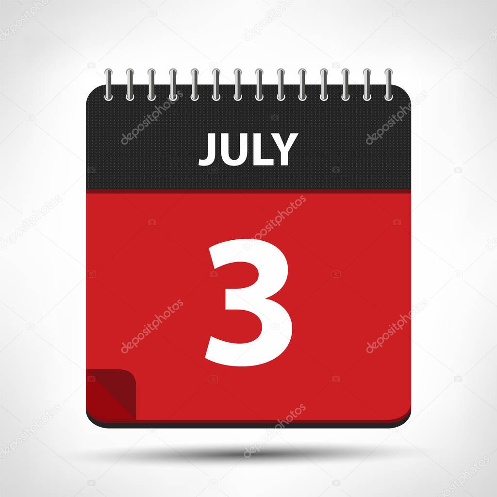 3 de julio - Icono del calendario - Plantilla de diseño del calendario 2023