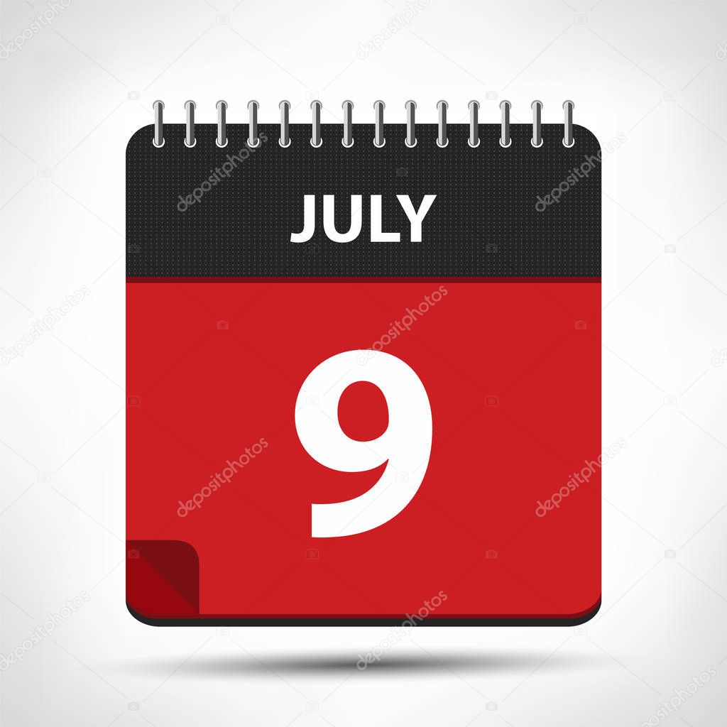 9 de julio - Icono del calendario - Plantilla de diseño del calendario 2023