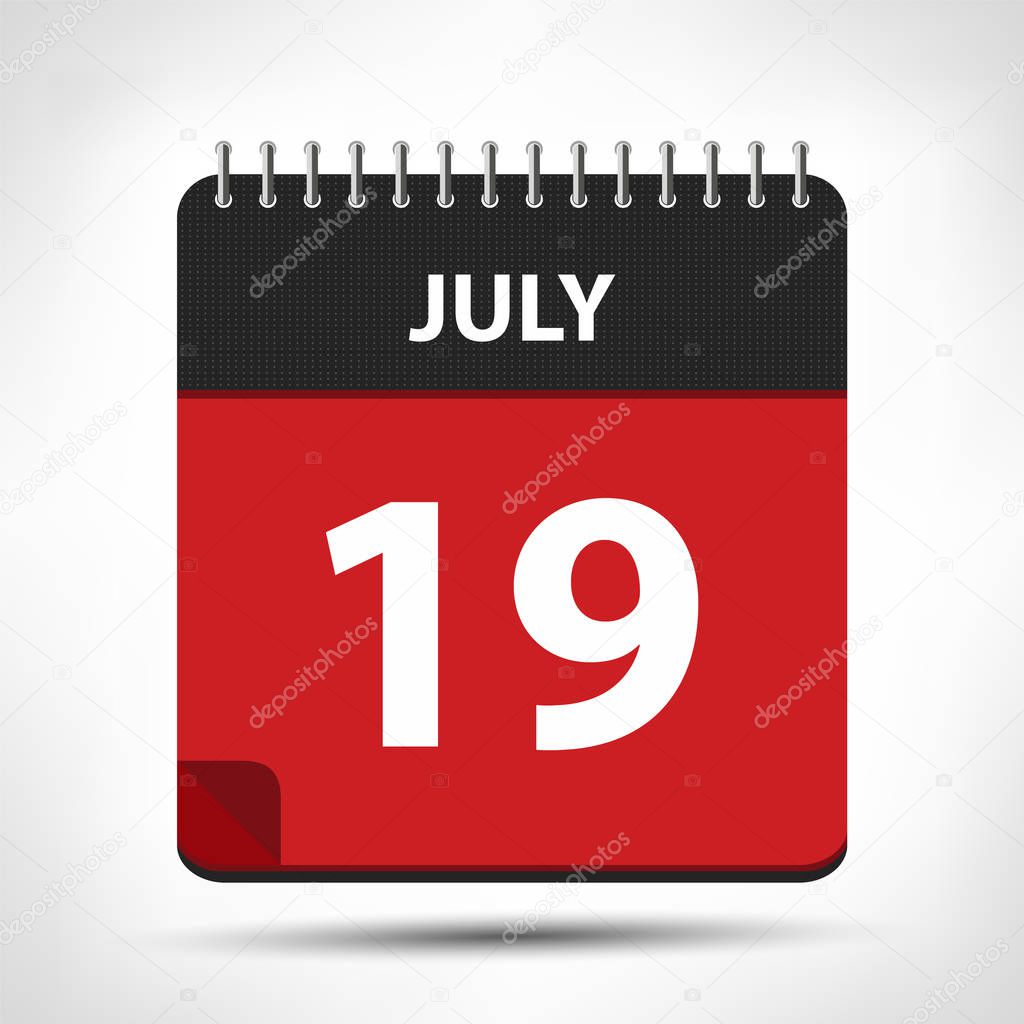 19 de julio - Icono del calendario - Plantilla de diseño del calendario 2023