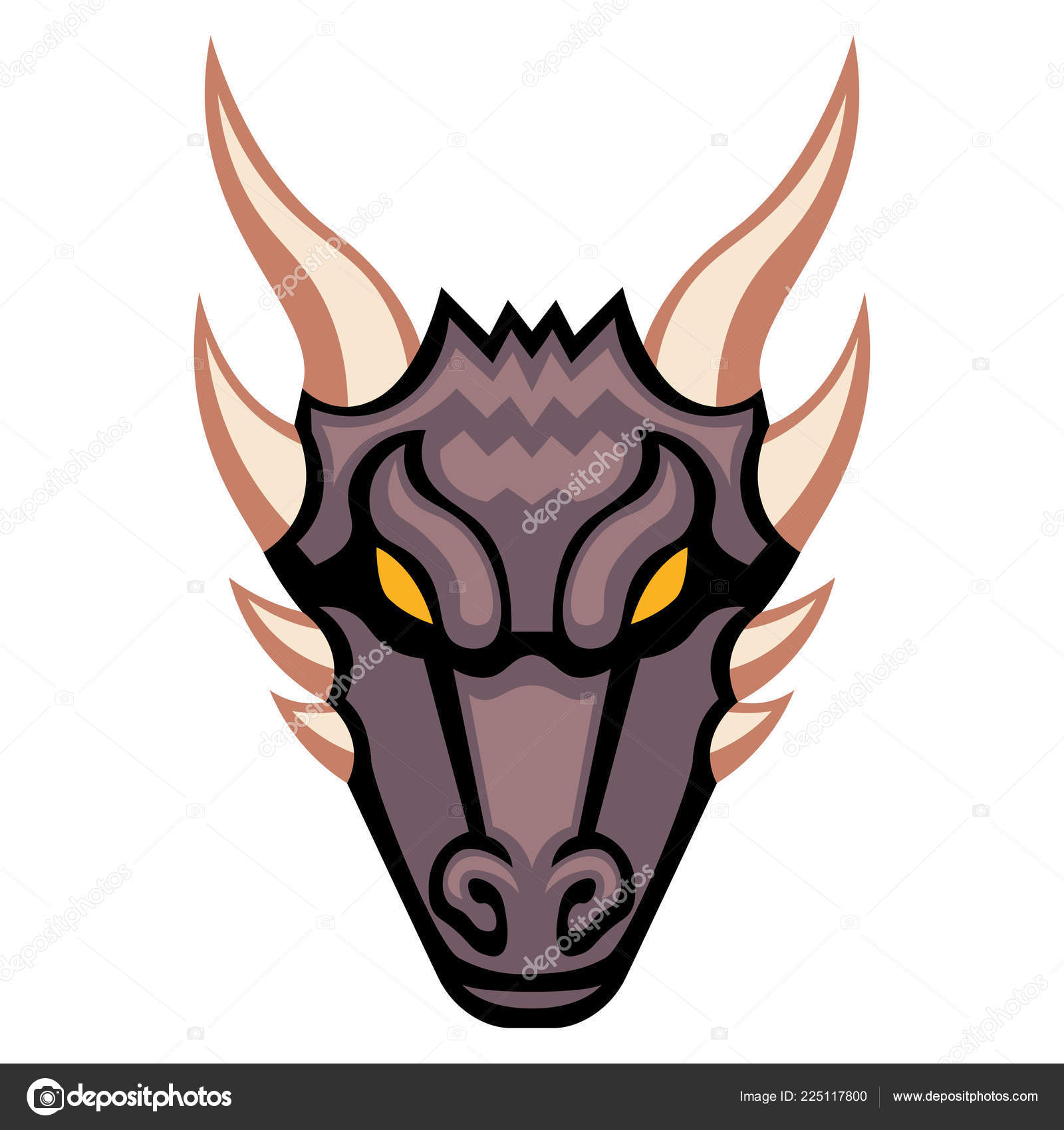 Vector Cartoon Dragon Head Isolated White Background Stock Vector Image ...
