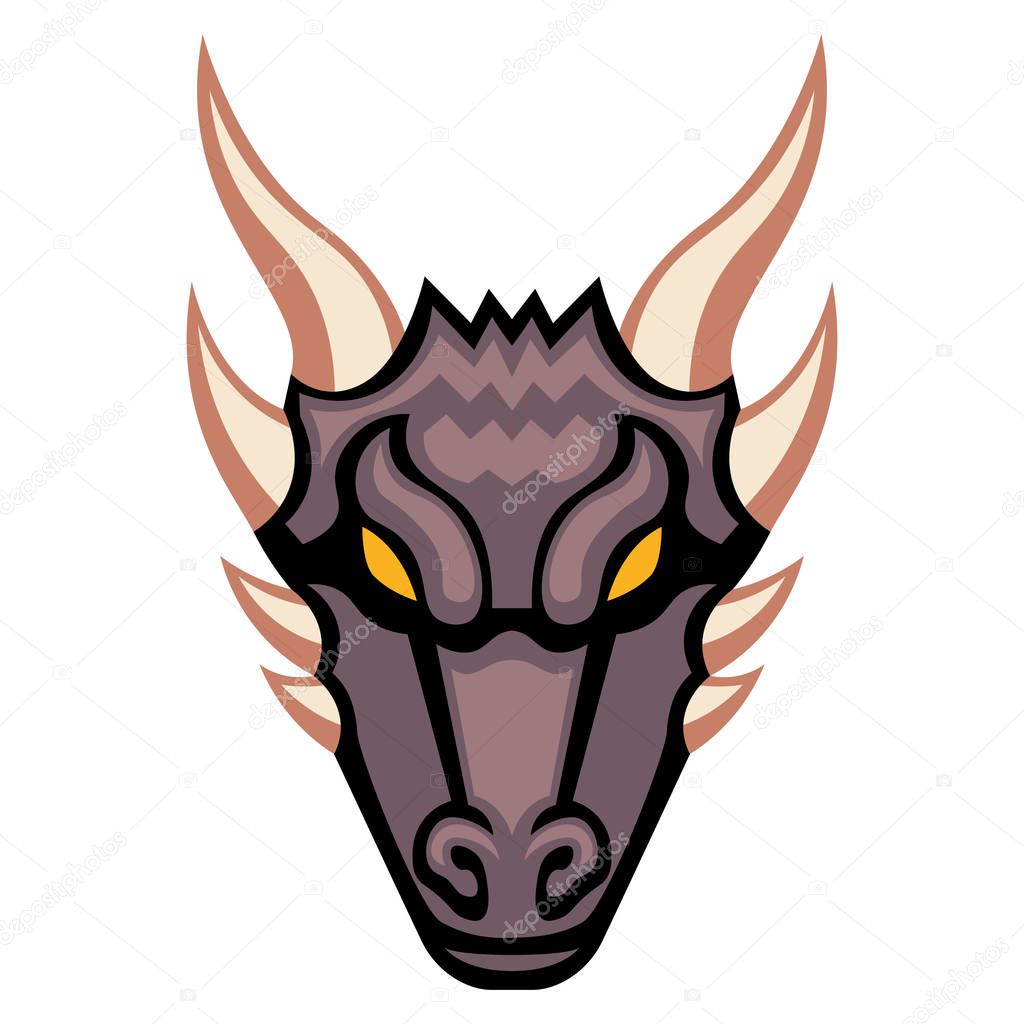 Cabeza de dragón de dibujos animados vectorial aislado sobre fondo blanco 2023