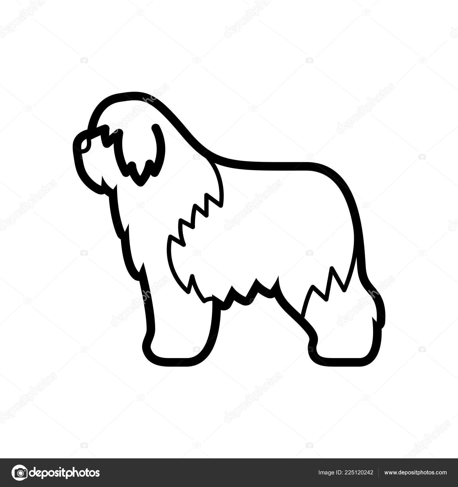 Vector Bobtail Perro Icono Aislado Sobre Fondo Blanco Vector de stock ...