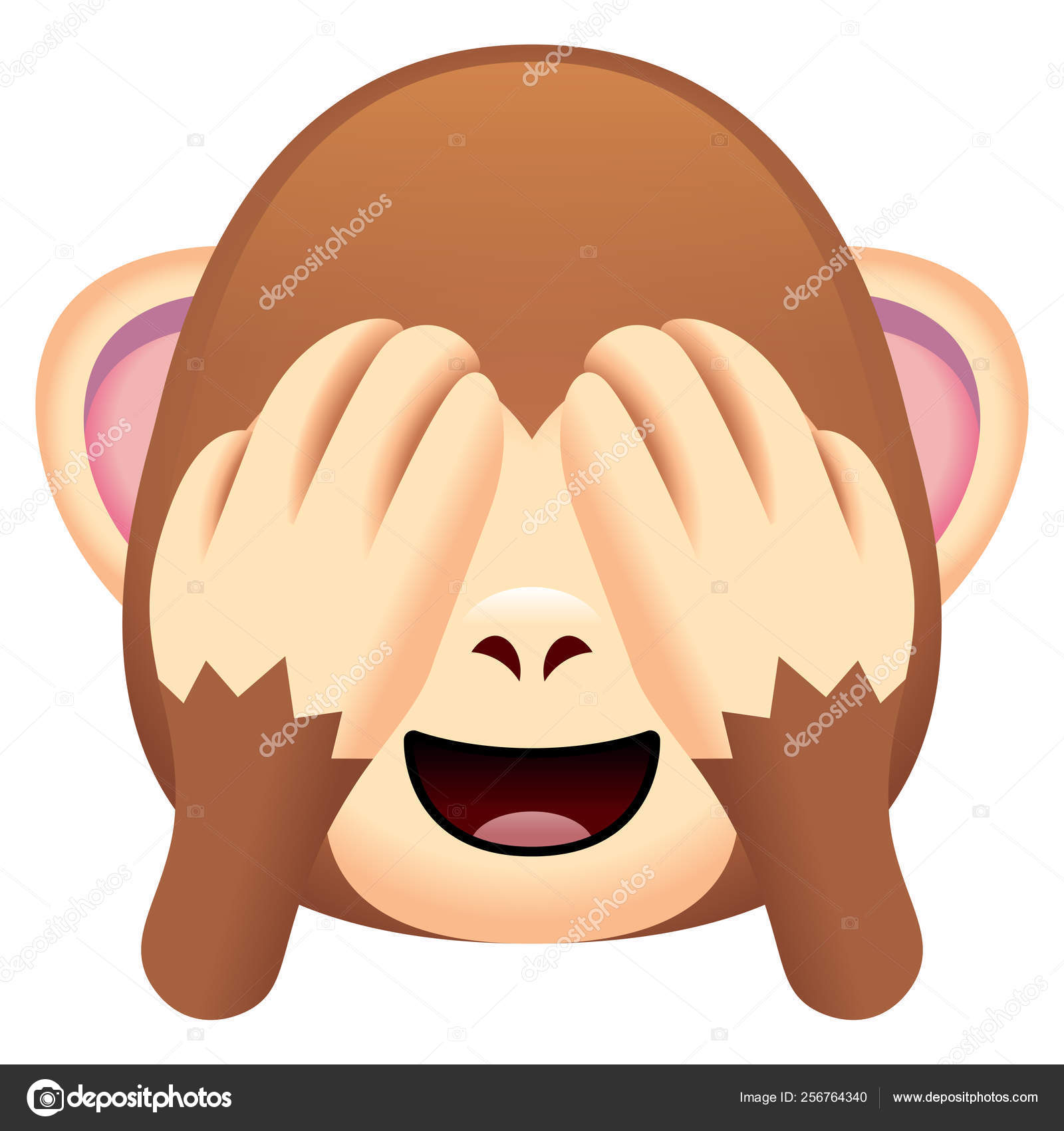 Cartoon Cute Monkey Face Isolated On White Background Stock Vector ...