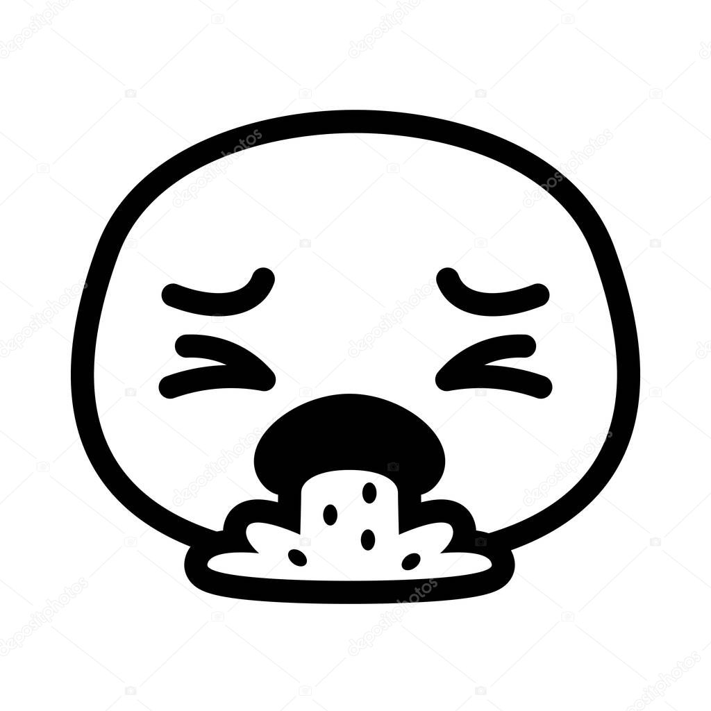 Personaje Emoji de dibujos animados vomitando aislado sobre fondo ...