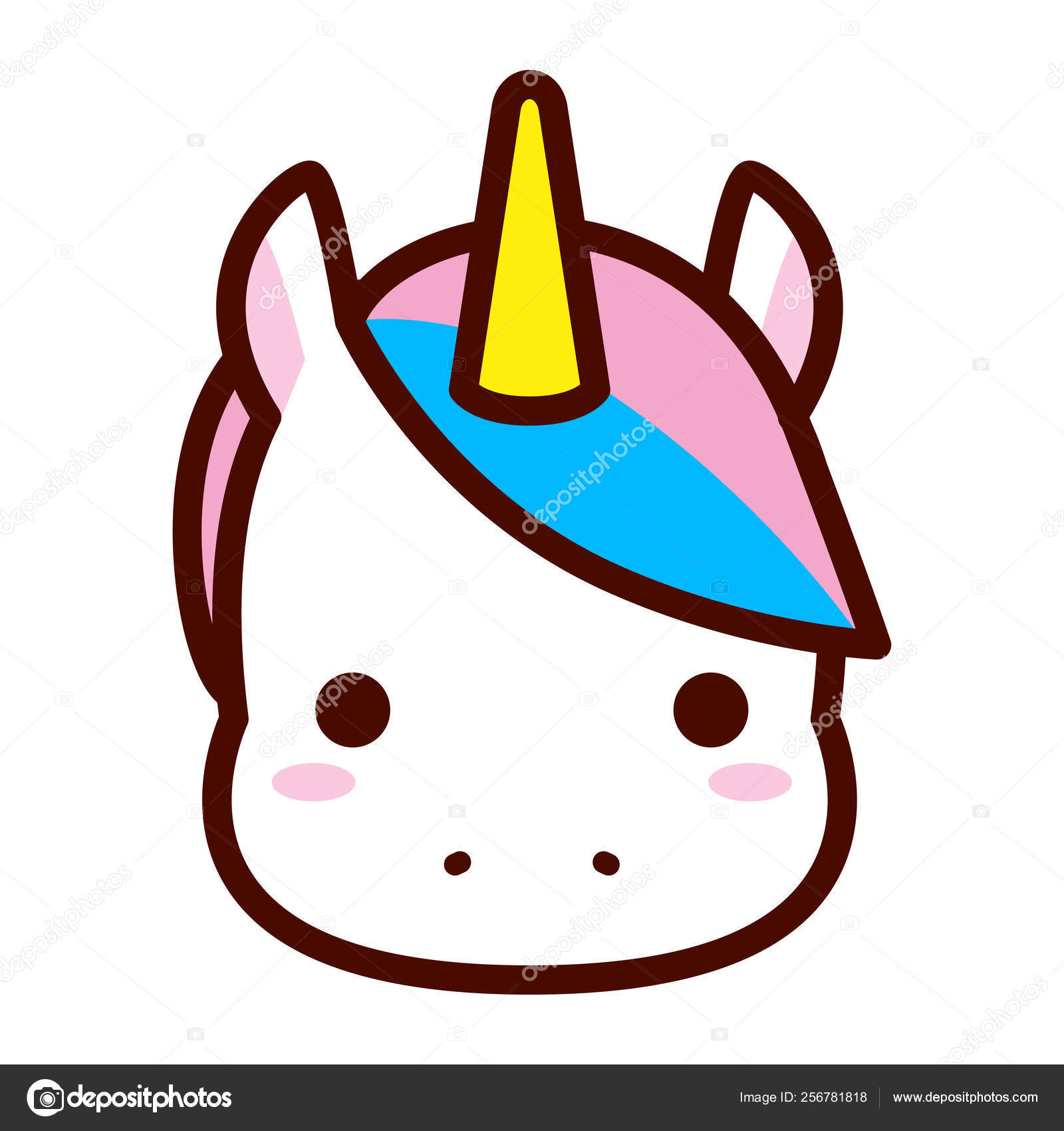 Cute Unbicorn Face Isolated On White Background Stock Vector by ...