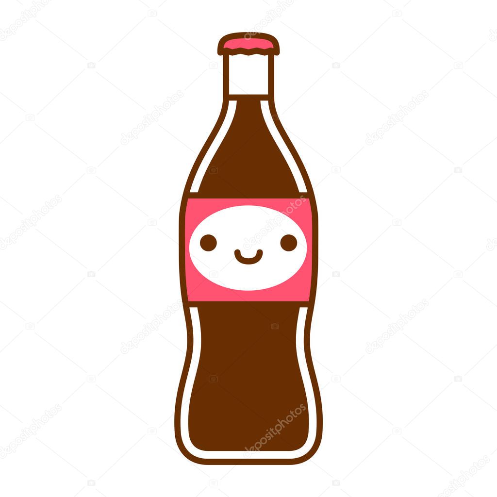 Dibujos animados lindo refresco botella propagación aislado sobre fondo ...