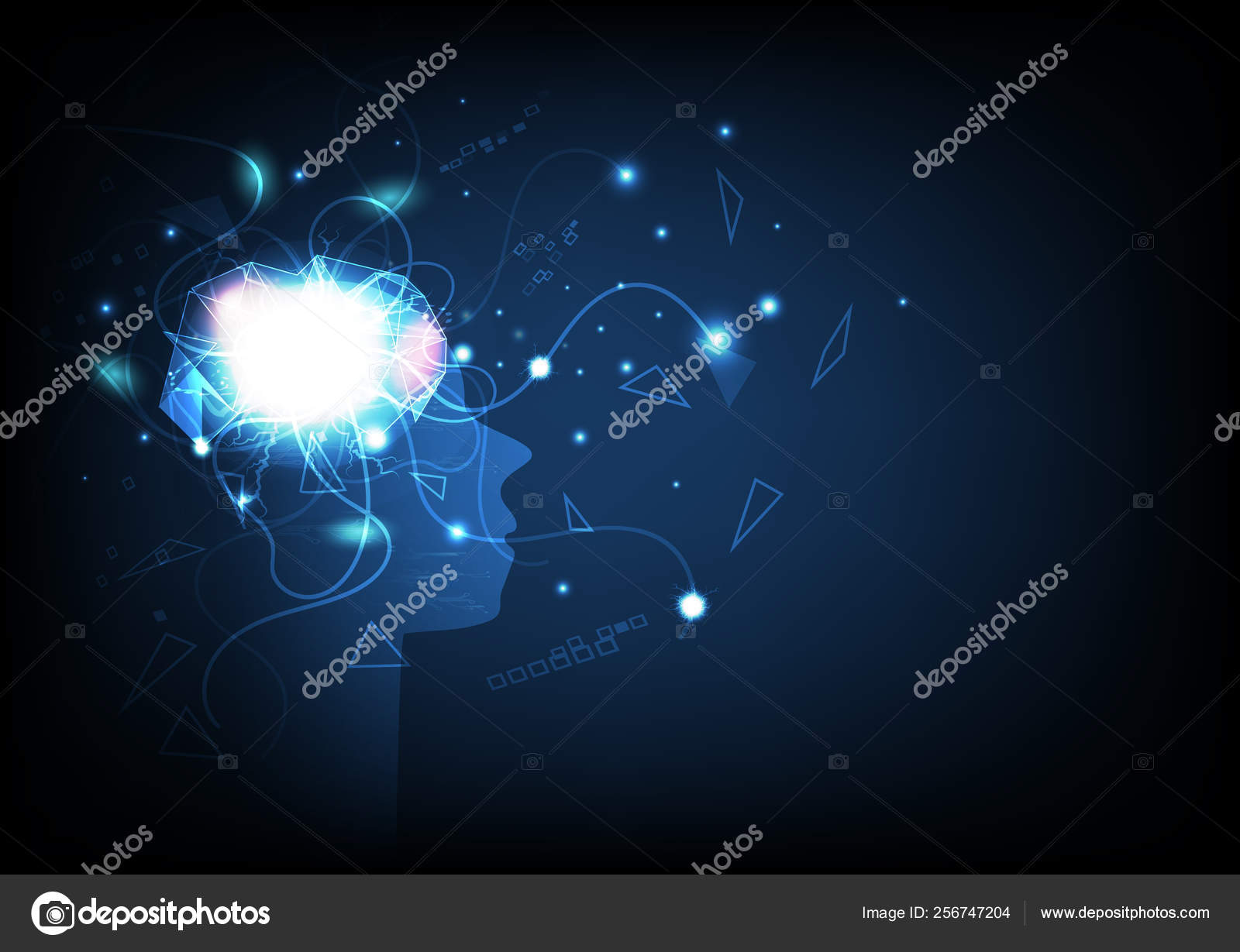 Artificial intelligence, technology, Brain control, digital grap ⬇ ...