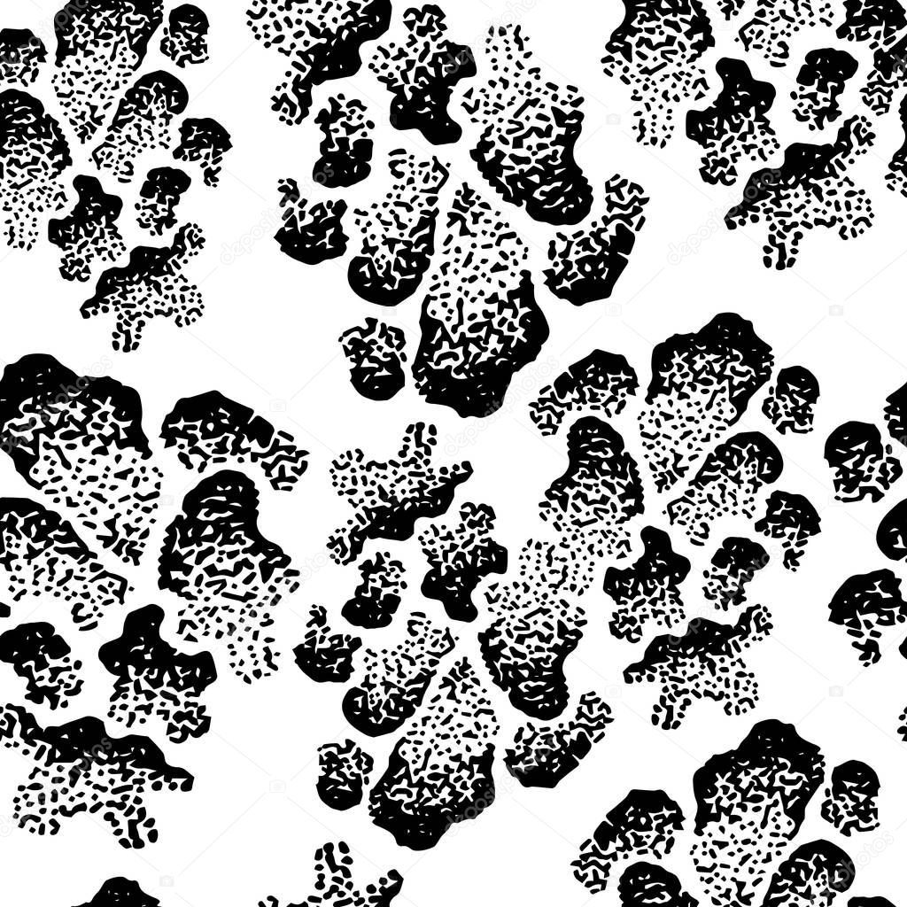 Patrón de piel de animal sin costuras, manchas negras en blanco. Fondo ...