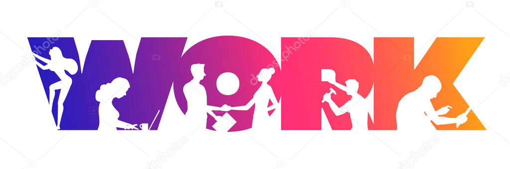 Diseño de concepto de trabajo empresarial. Gente de silueta de trabajo ...