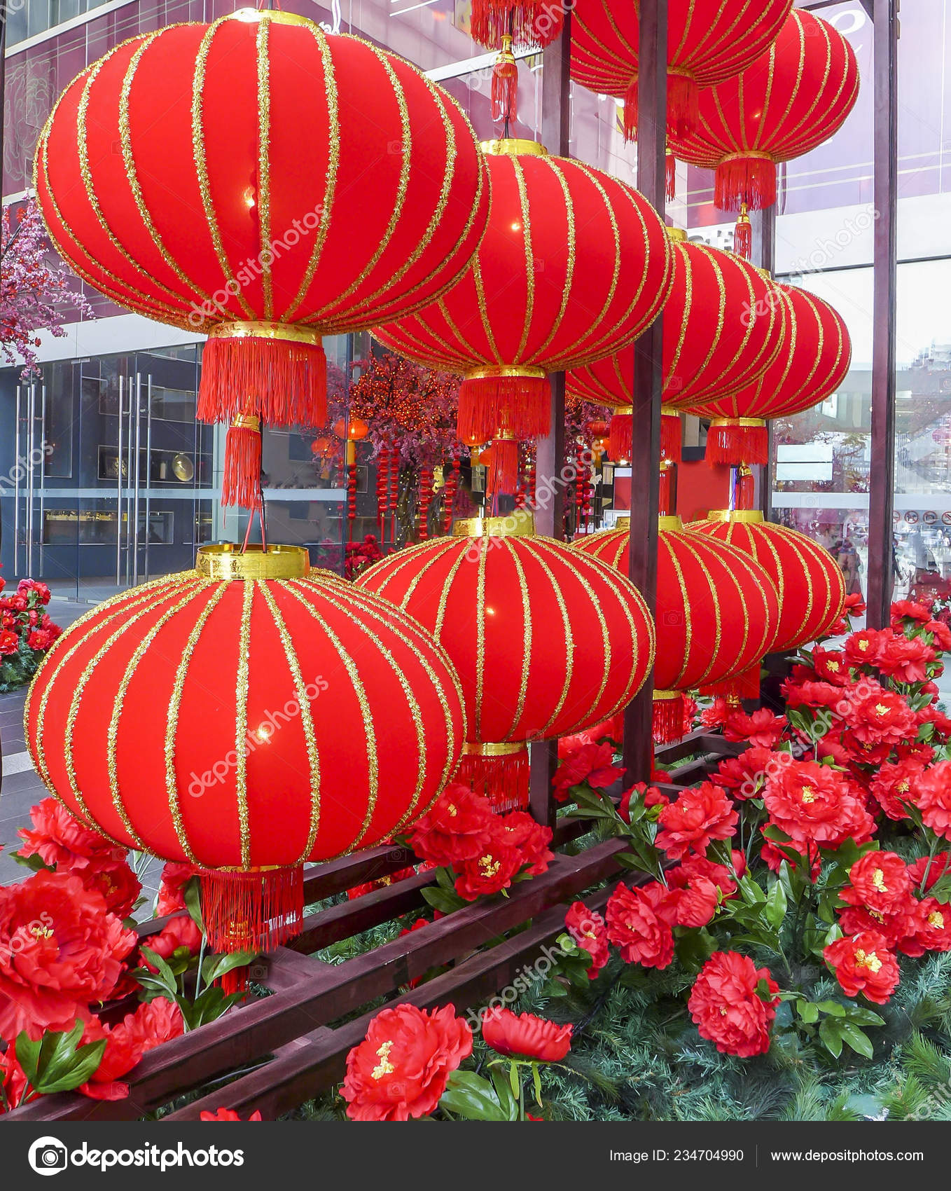 Chinese Red Lanterns Symbolic Religious Cultural Background Red ...