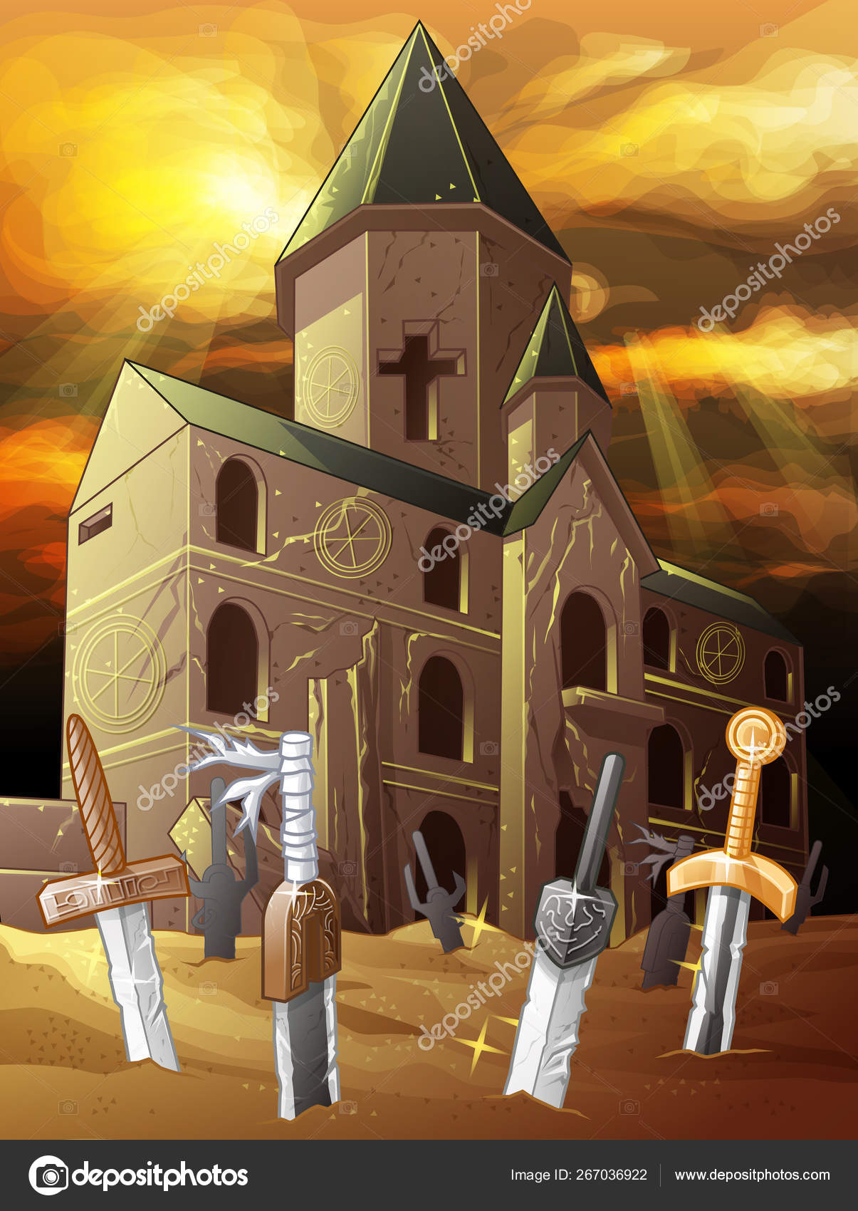 Old Chapel Background Cartoon Style Stock Vector Image by ...