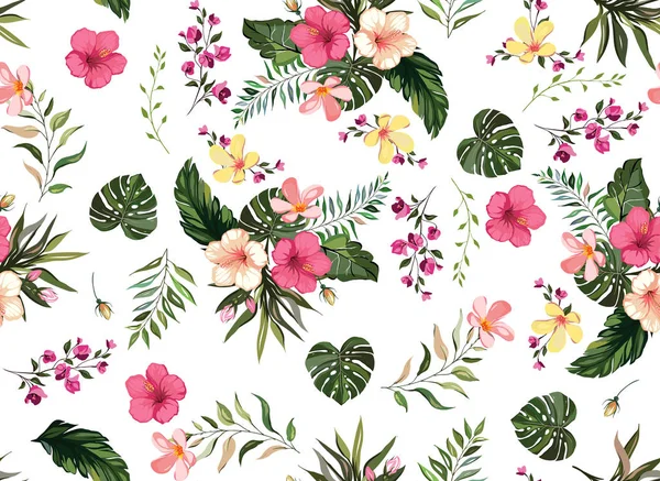 Seamless Tropical Flower Vector Pattern Background | Best Flower Site
