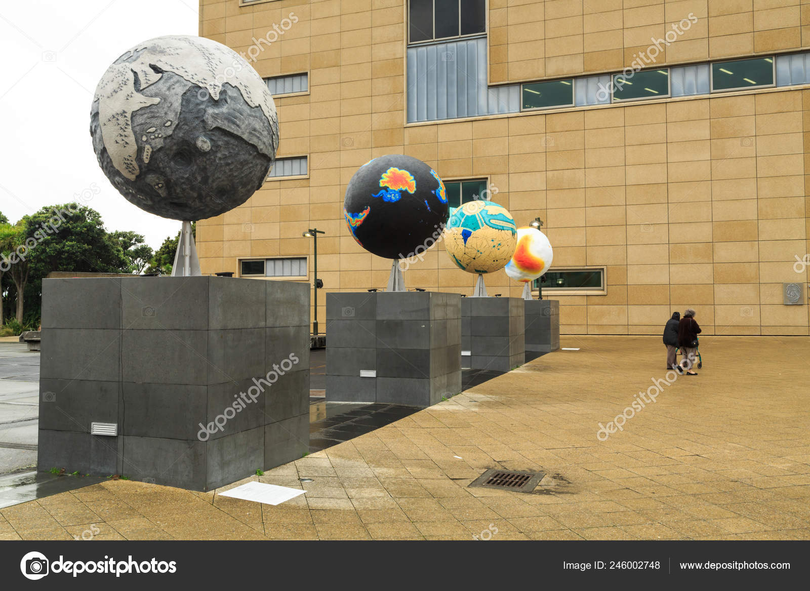 Other Worlds Exhibition Globe Sculptures Both Earth Mars Papa National ...