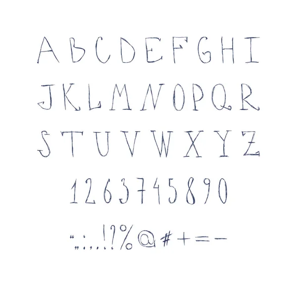 Simple Monochrome Hand Drawn Font Complete Abc Alphabet Set Vector