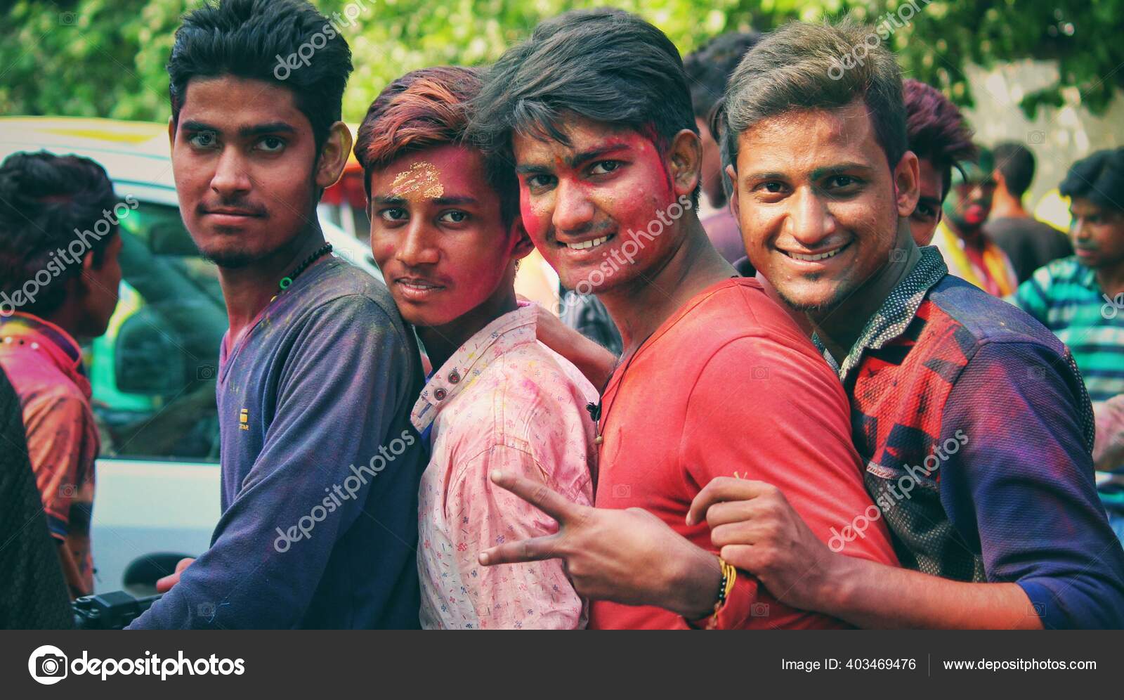 Delhi India August 2020 Indian People Face Smeared Colors Participate ...