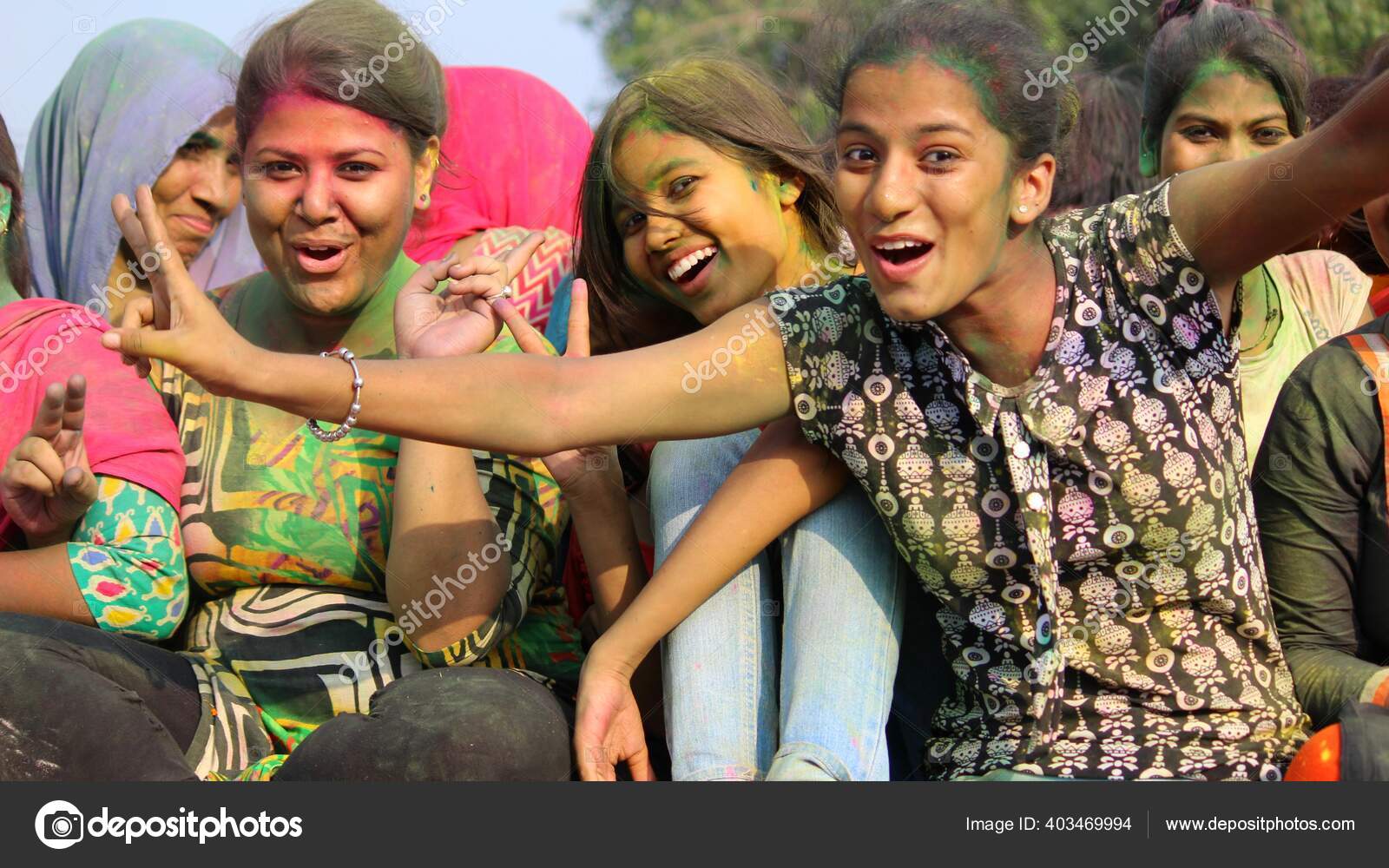 Delhi India August 2020 Indian People Face Smeared Colors Participate ...