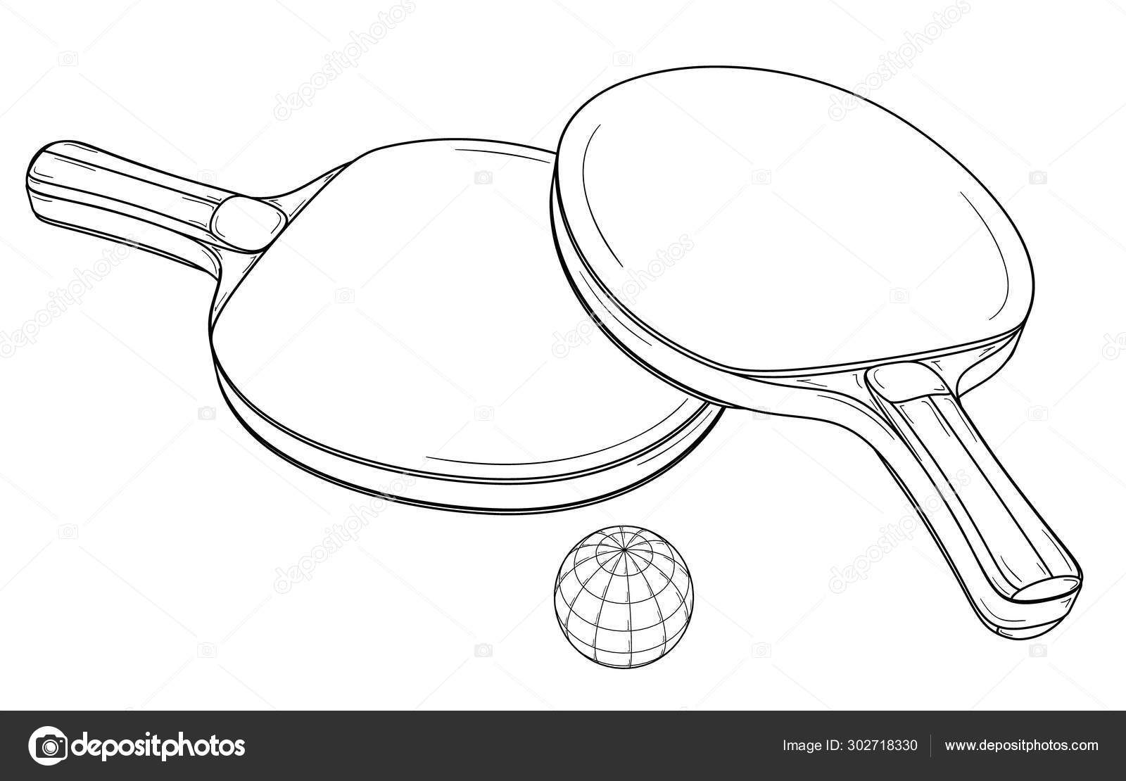 Two table tennis or ping pong rackets and ball. Stock Vector Image by ...