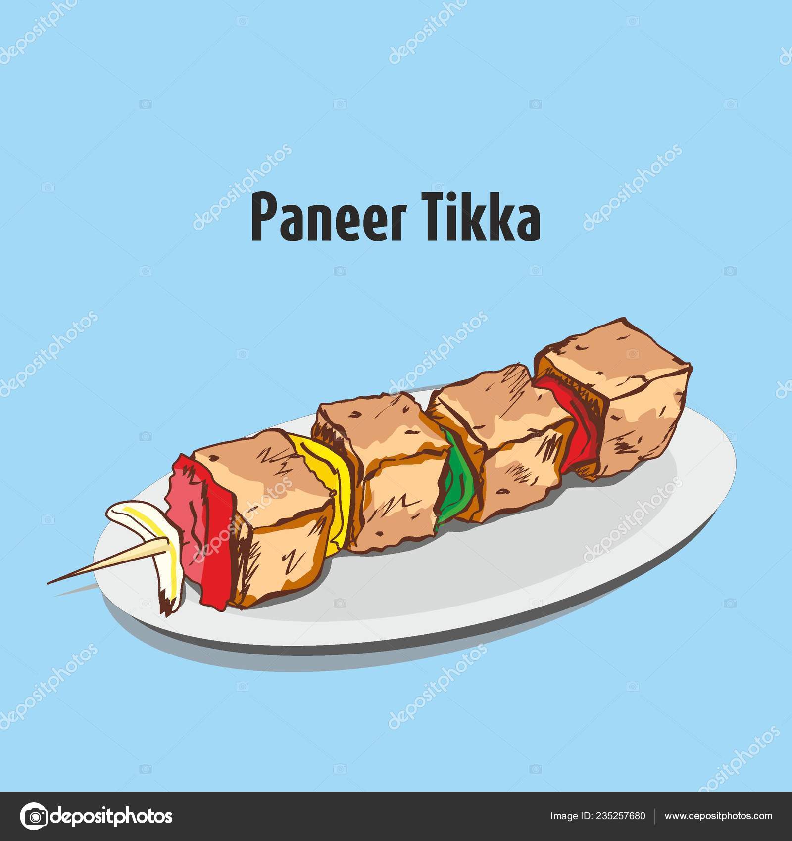 Indian Food Paneer Tikka Vector Illustration Stock Vector by ...