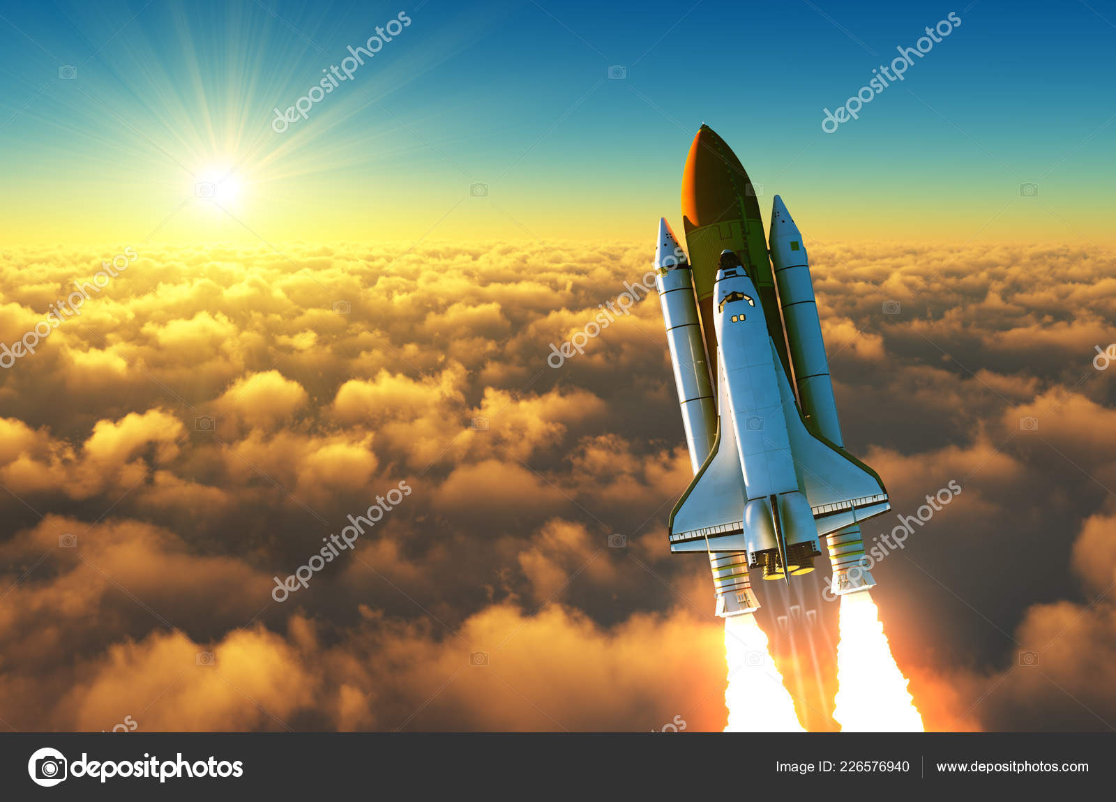 Flying Rocket Space Shuttle