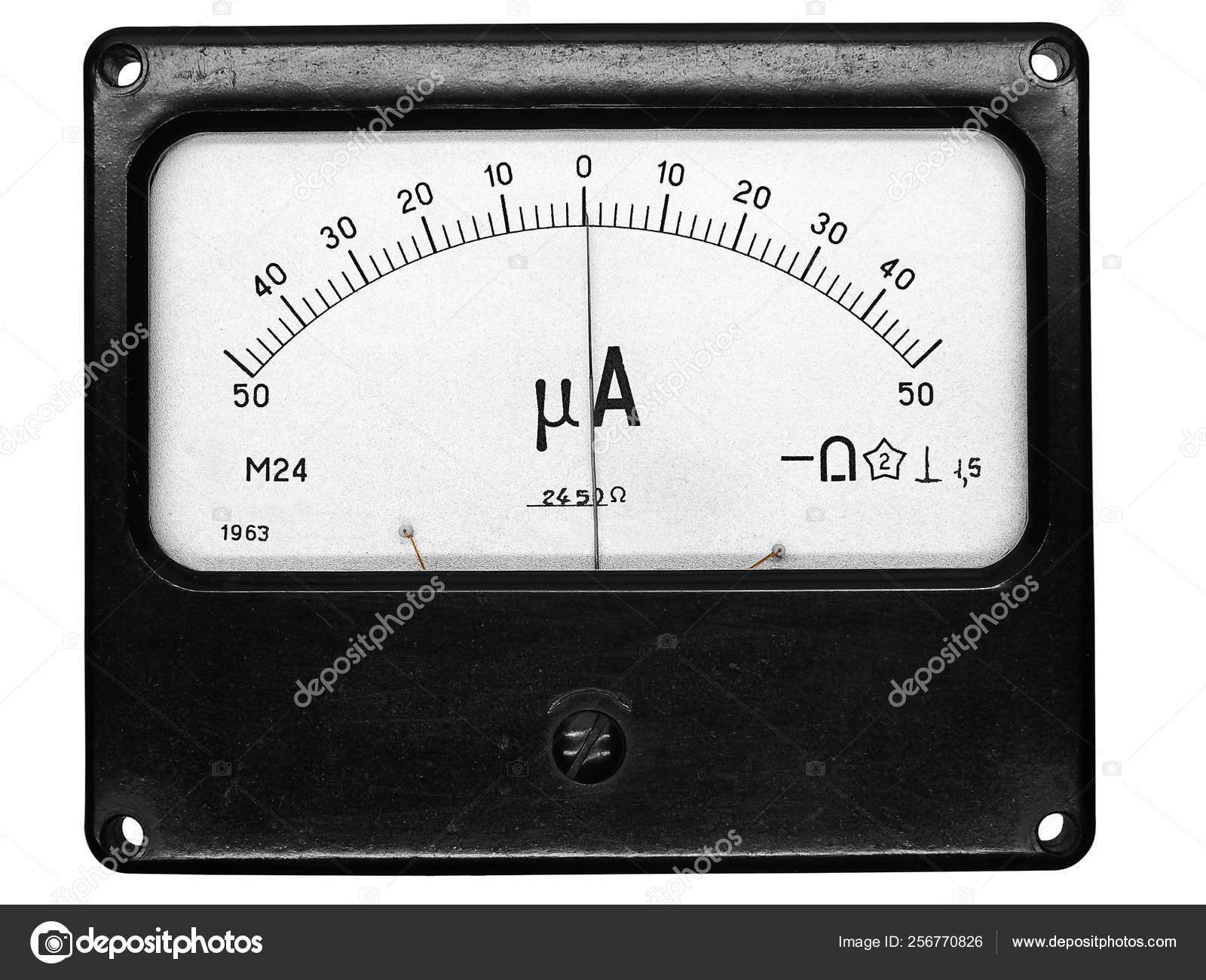 A black microammeter M24 (year 1963) for 50 microampere (direct — Stock ...