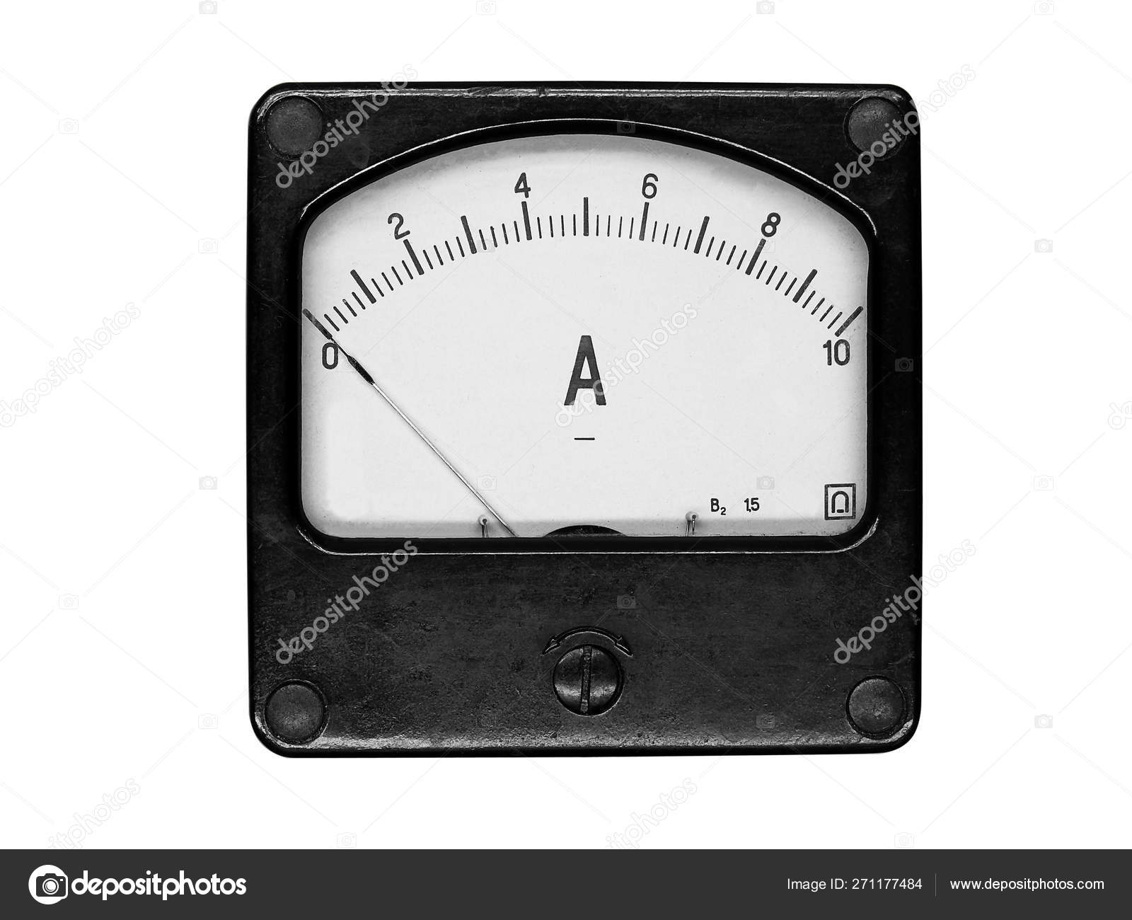 A square black ammeter for 10 ampere of direct current on the wh ...