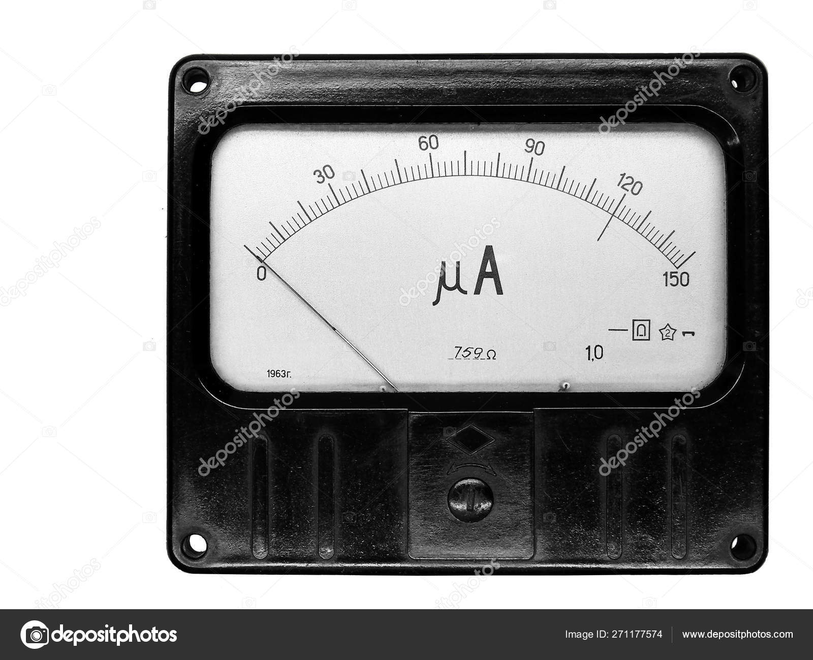 A square black microammeter for 150 microampere of direct curren ...