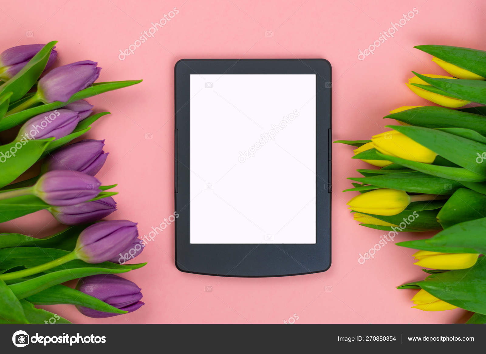 Workspace Top View Overhead Present Advertising Product Screen Isolated ...