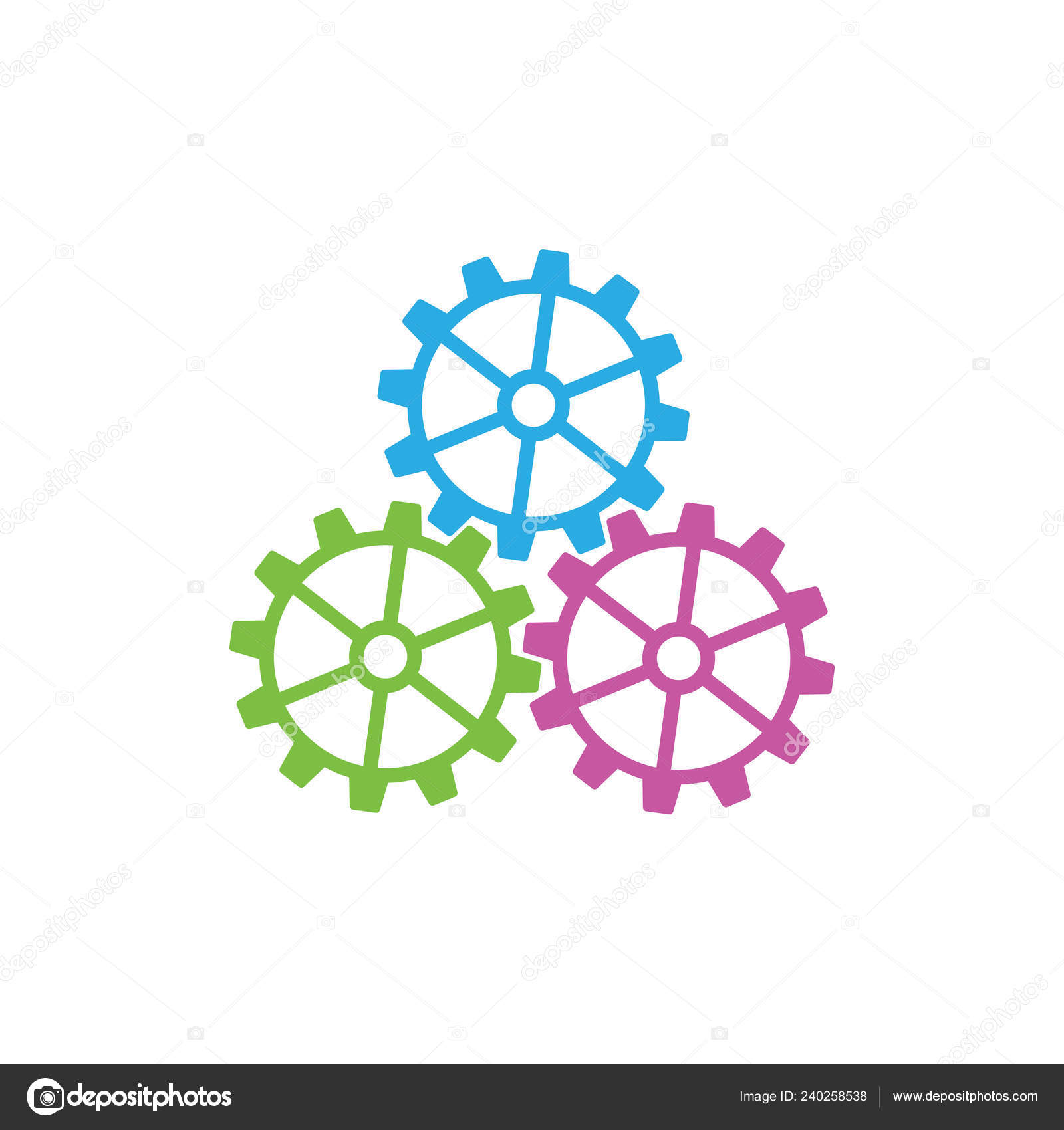 Three Colorful Cog Machine System Symbol Vector Stock Vector Image by ...