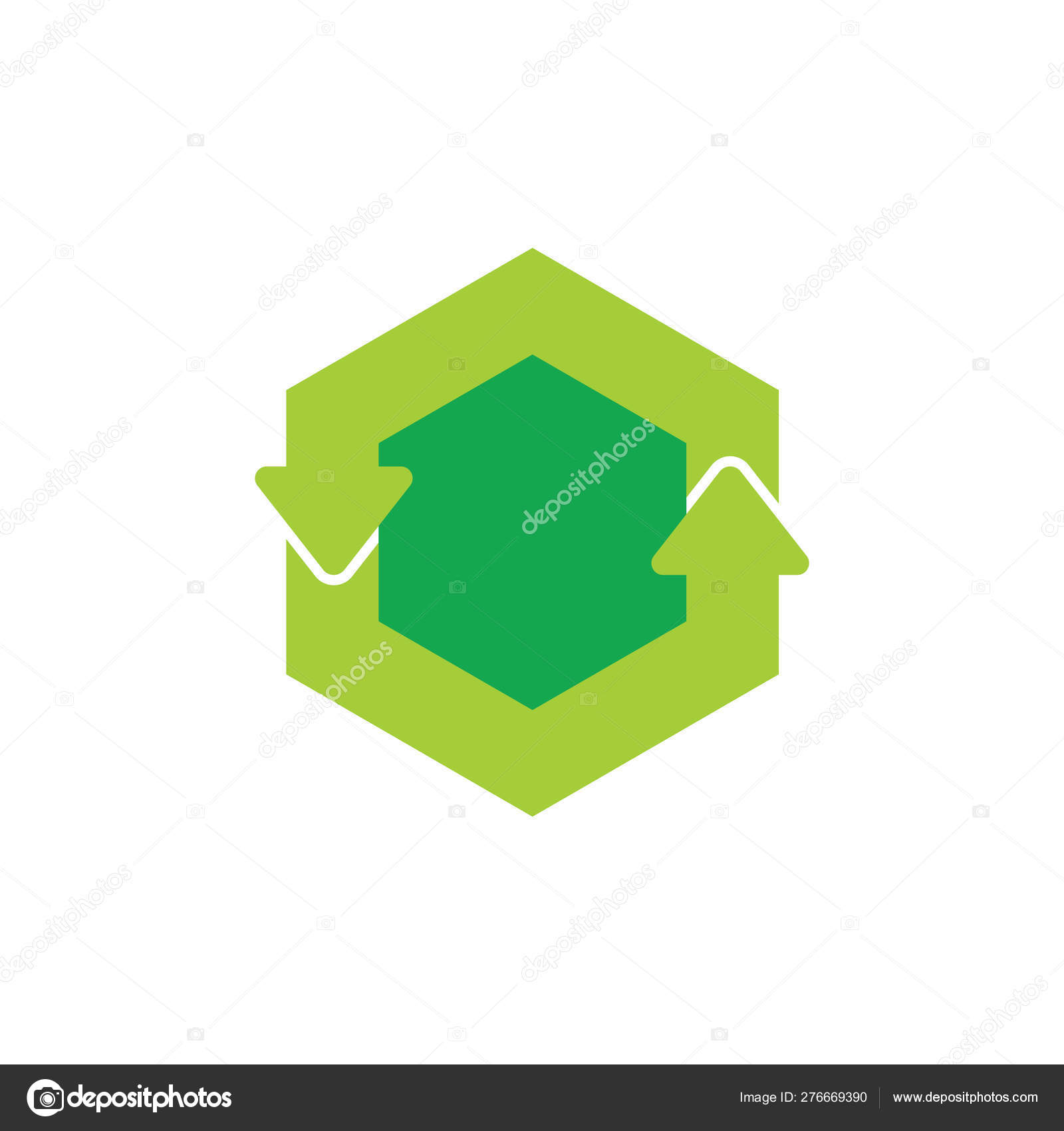 Green recycle circle hexagonal arrow symbol logo vector Stock Vector ...