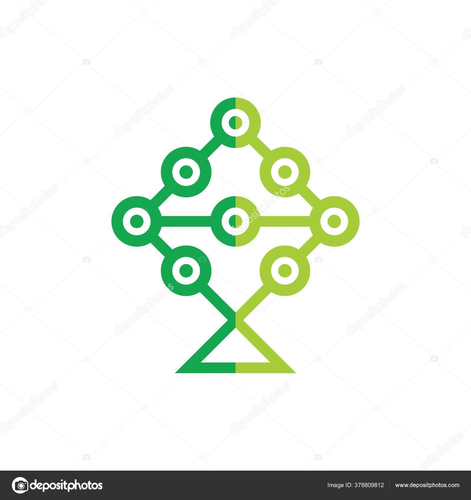 Abstract Green Tree Symbol Dots Design Logo Vector — Stock Vector ...