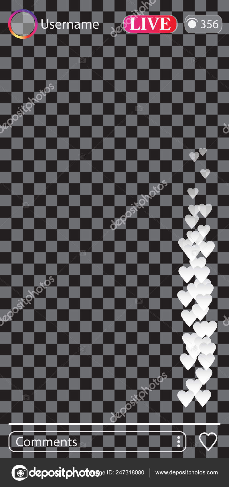 Hearts Live Stream Transparent Background Template Live Streaming ...