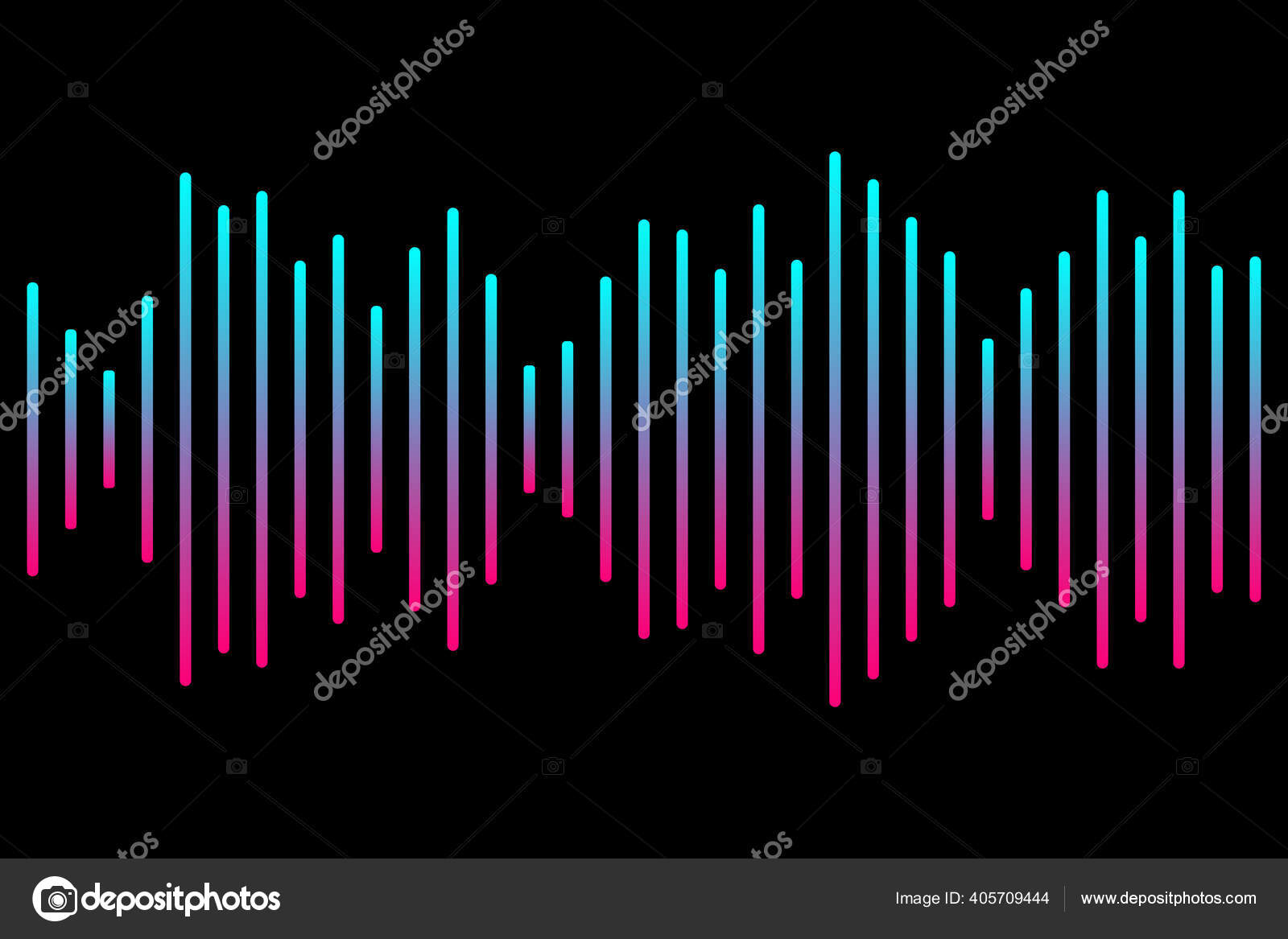 Abstract Sound Wave Stripe Lines Colourful Equalizer Isolated Black ...