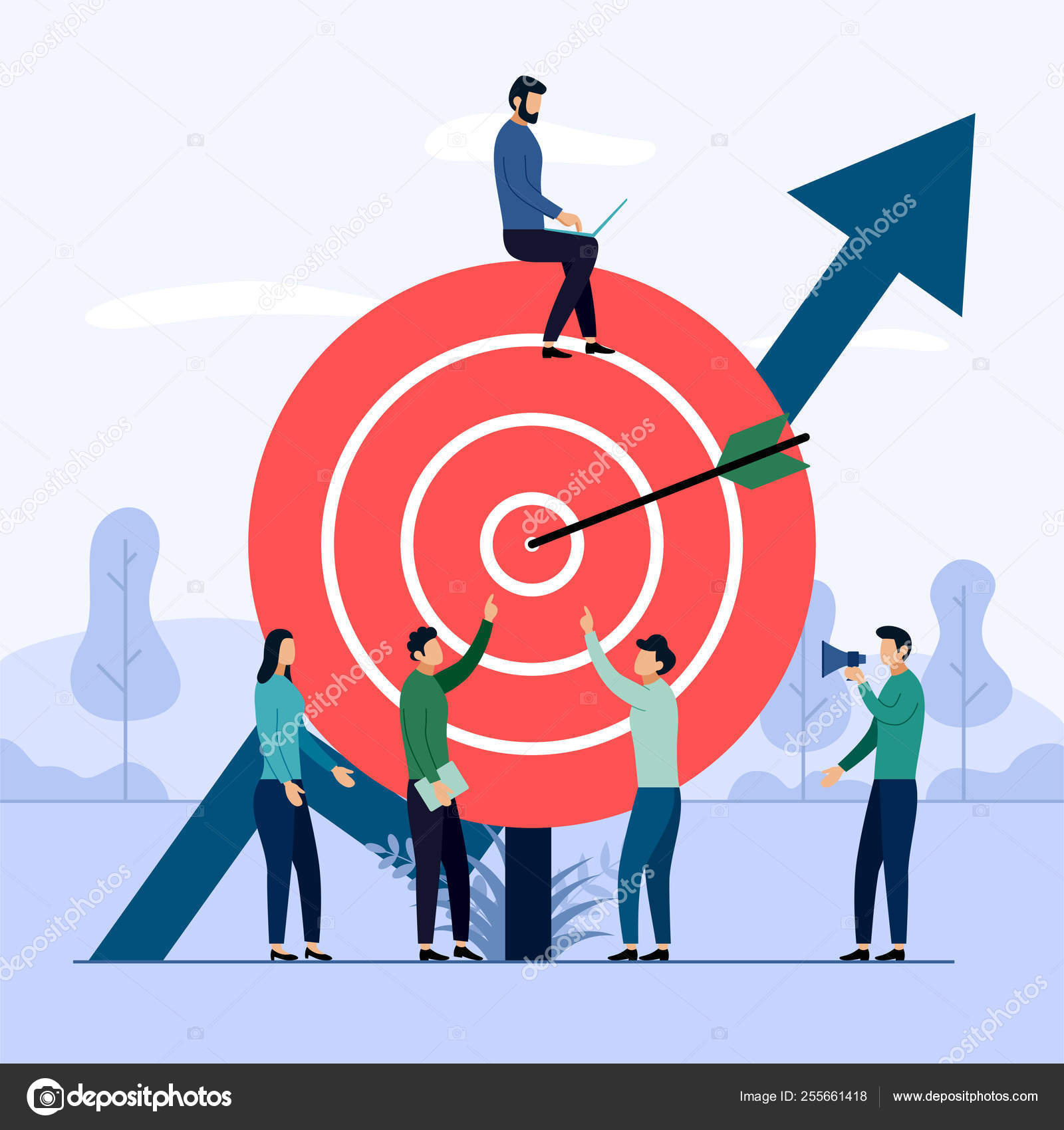 Target business teamwork, arrow hitting a target, business concept ...