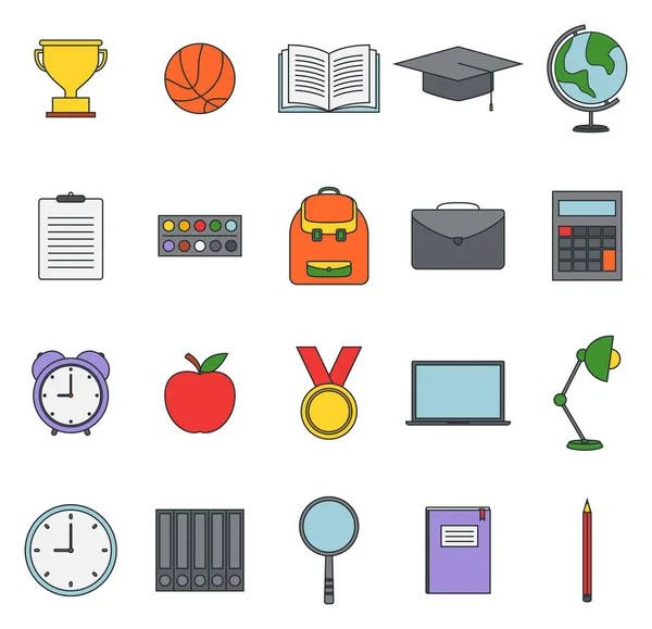 Set of school and university educational vector flat icons, education ...