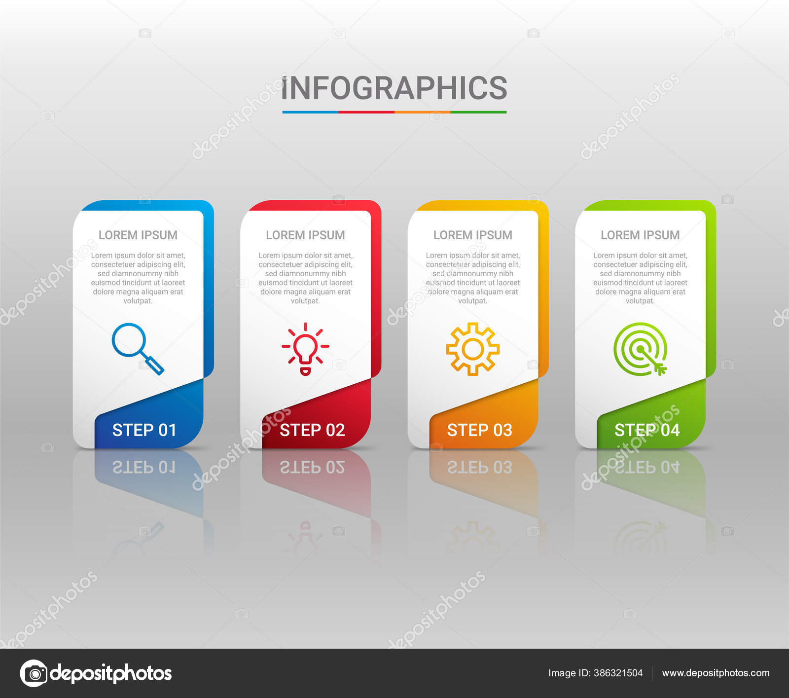 Business Data Visualization Infographic Template Steps Gray Background Vector Illustration Stock ...