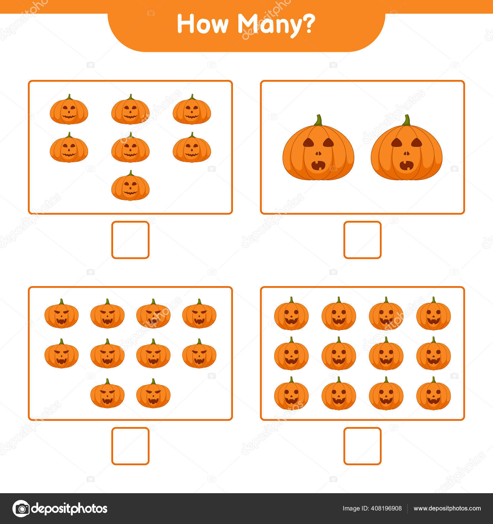 Counting Game How Many Pumpkins Educational Children Game Printable ...