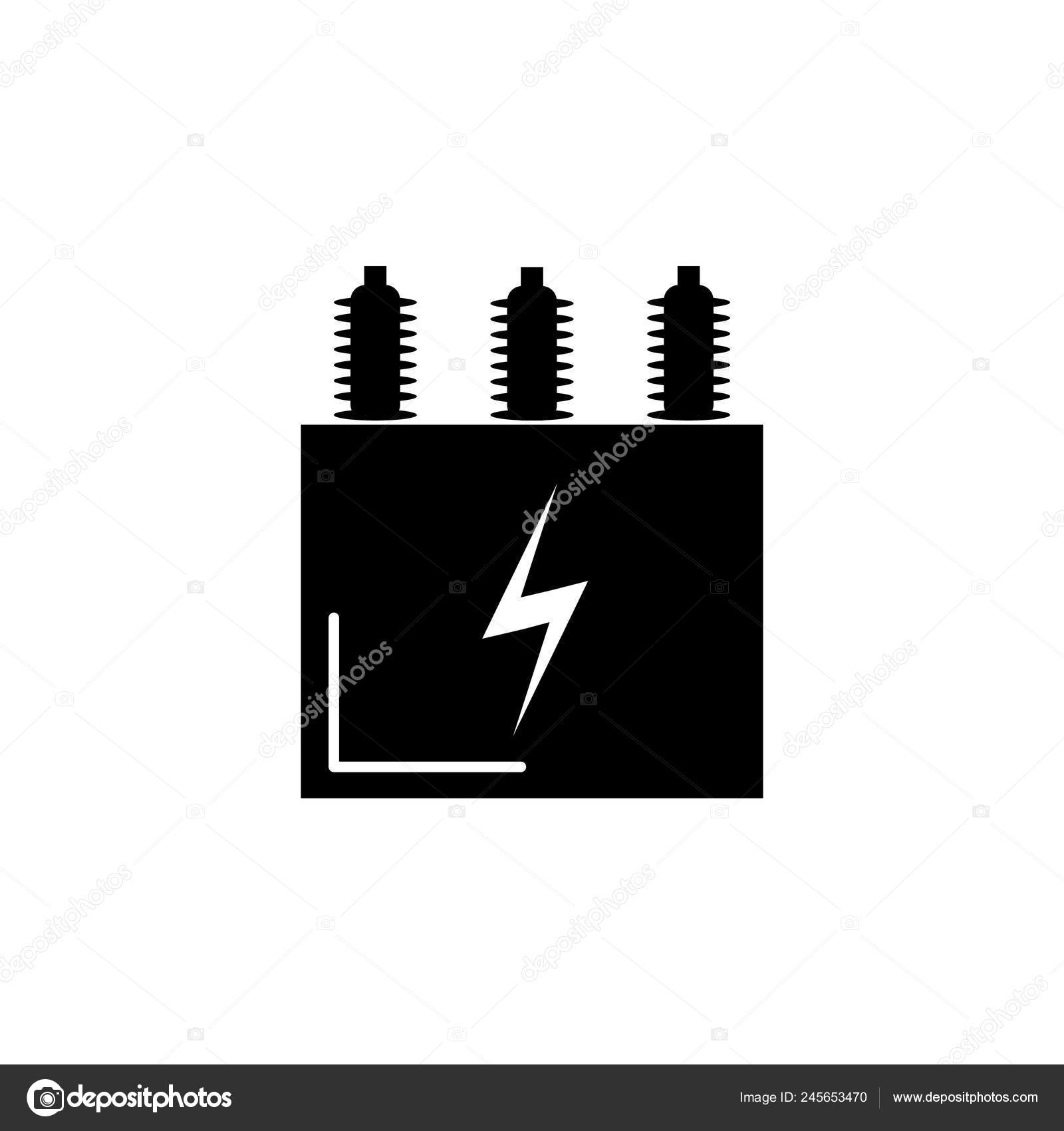 Electric Transformer Icon White Background Stock Vector Image by ...